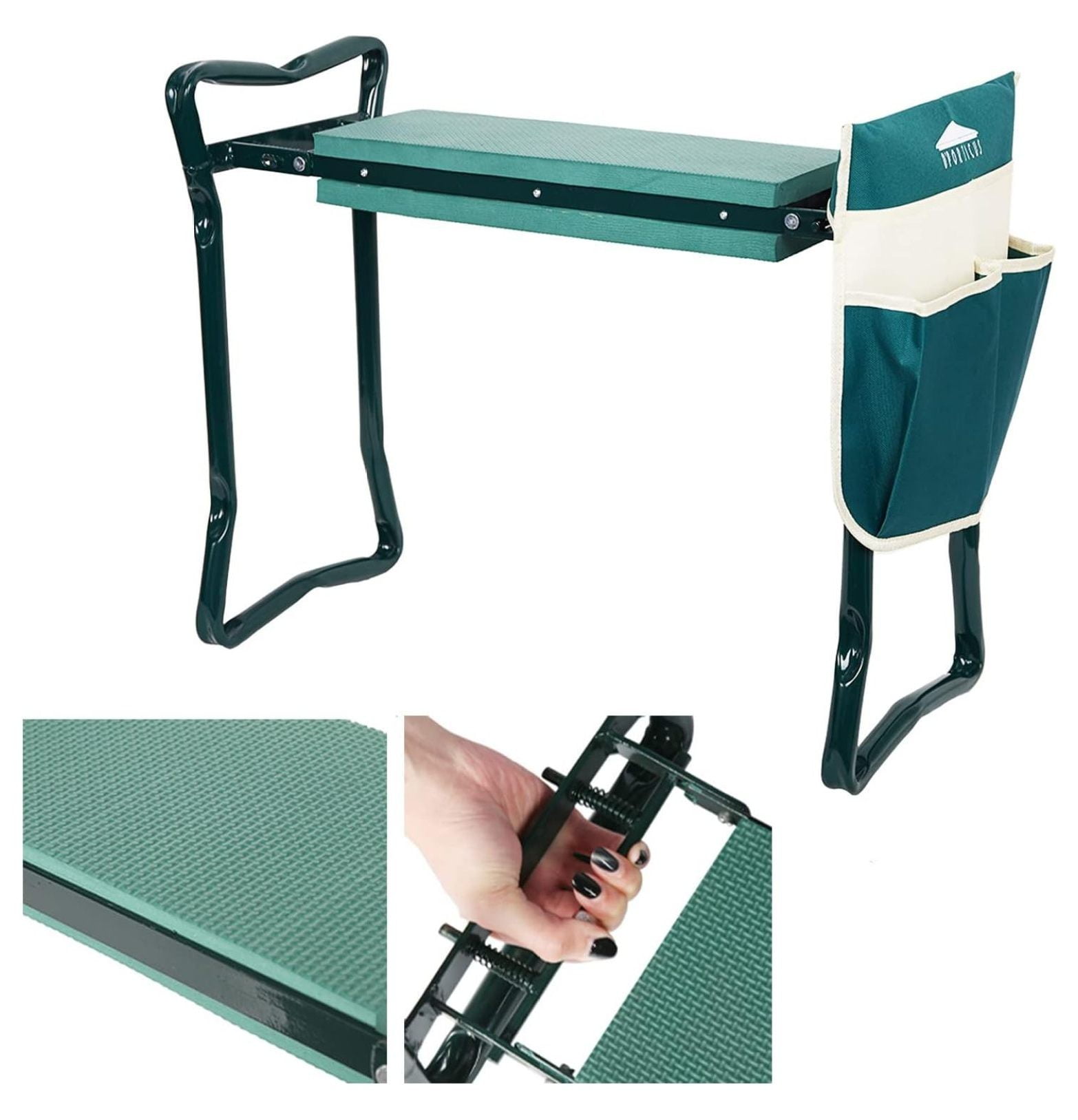 Garden Kneeler and Seat Foldable Garden Stools w/ Foam Kneeling Pad and ...