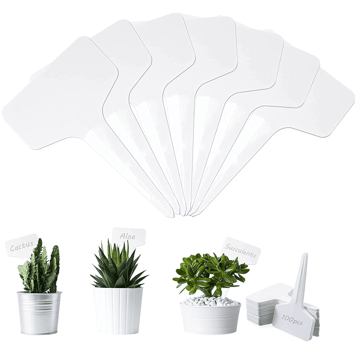 Garden Label, 100 Pieces Plastic Plant Markers Type T Signs Plant Label ...