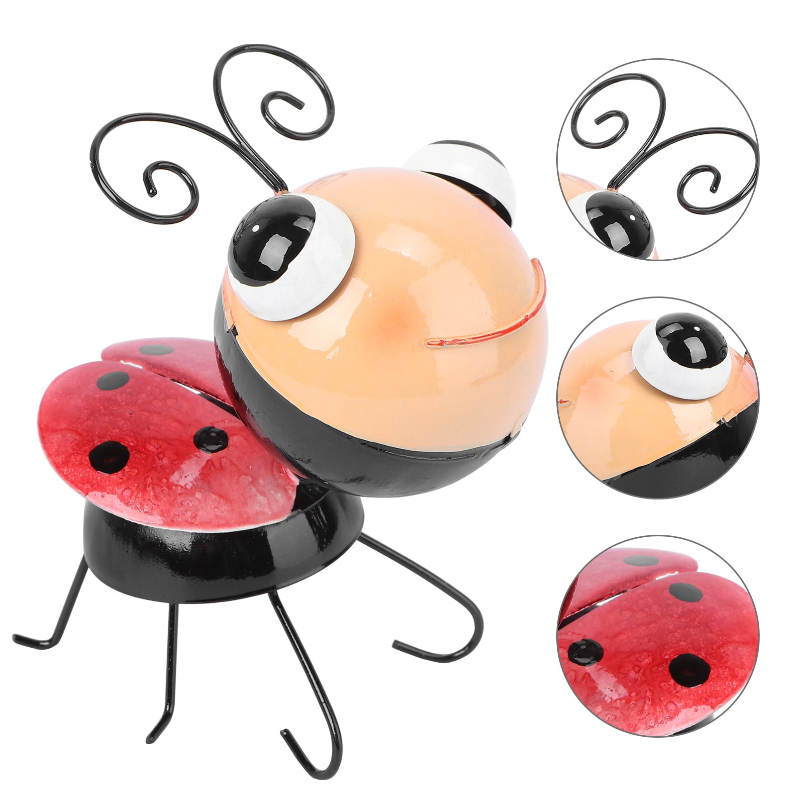 Garden Ladybug Figurine Ladybug Statue Metal Garden Sculpture Garden ...