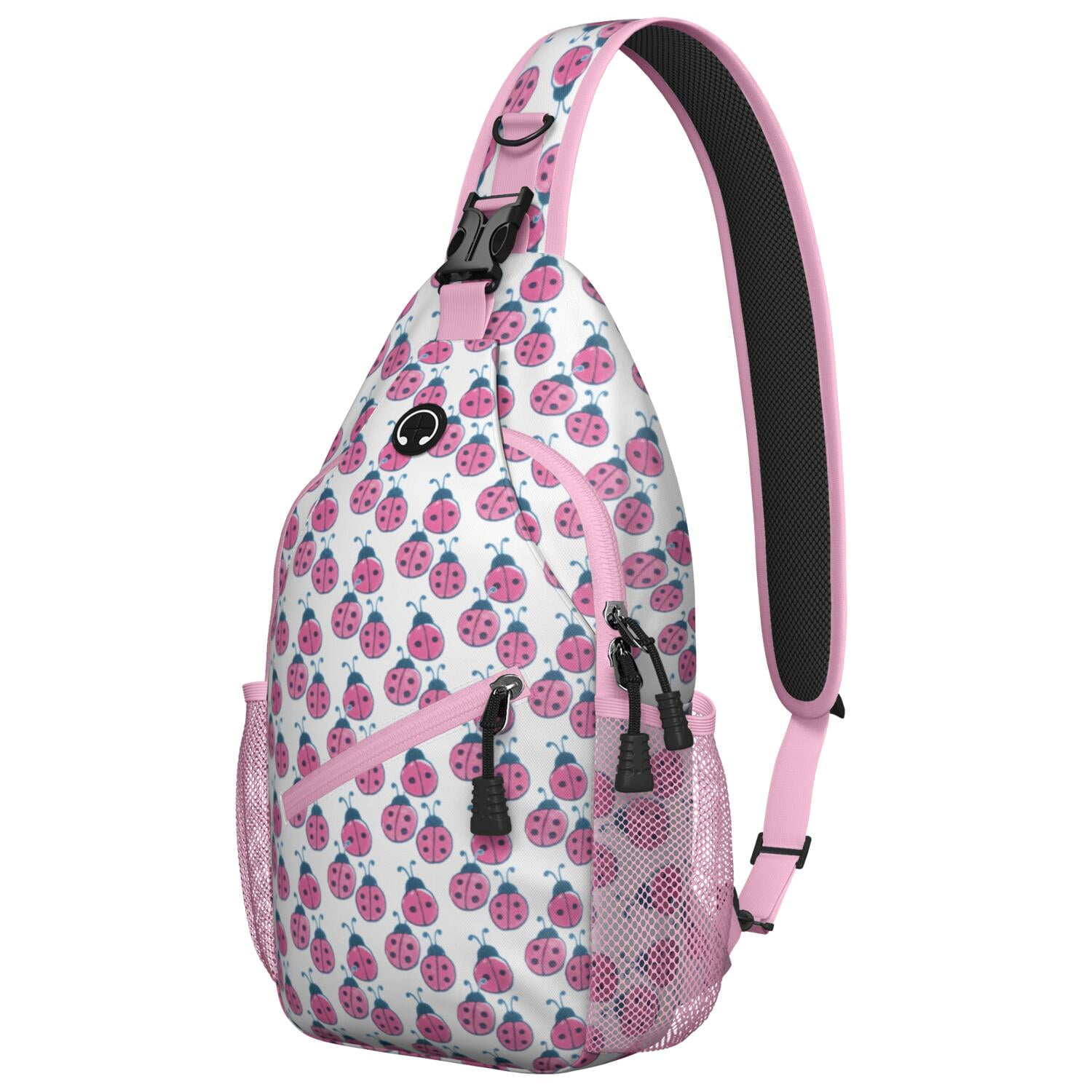 Garden Ladybug Sling Backpack, Cute Ladybird Polka Dot Print Crossbody ...