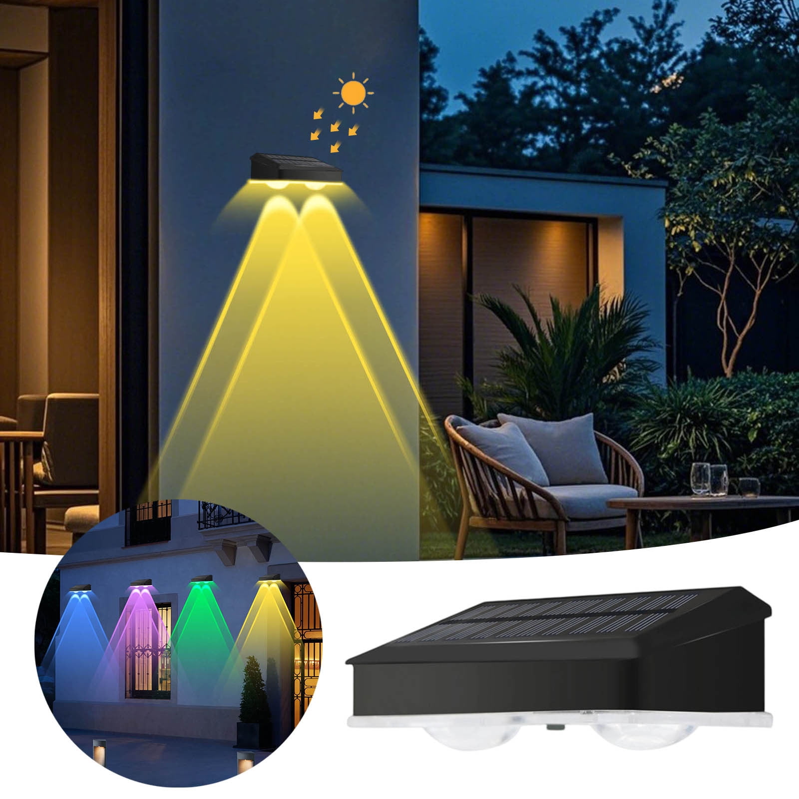 Garden Lamps Solar Fence Lights with Fixed Colors and RGB Cycling Mode ...