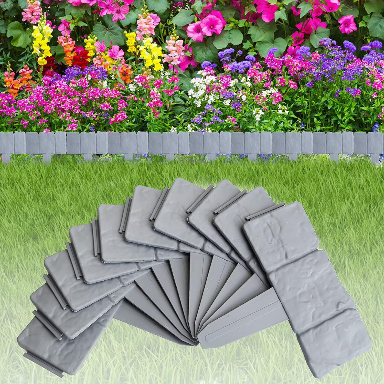 Garden Landscape Edging Borders,16 Ft Flower Bed Decorative,20 PCS ...