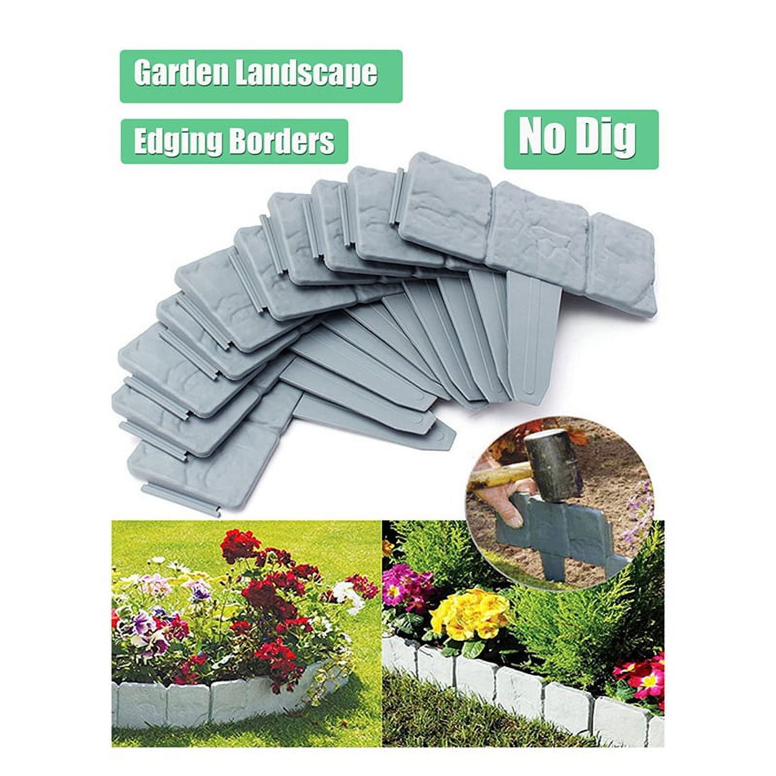 Garden Landscape Edging Borders No Dig,20 PCS 16 FT Lawn Edging for ...