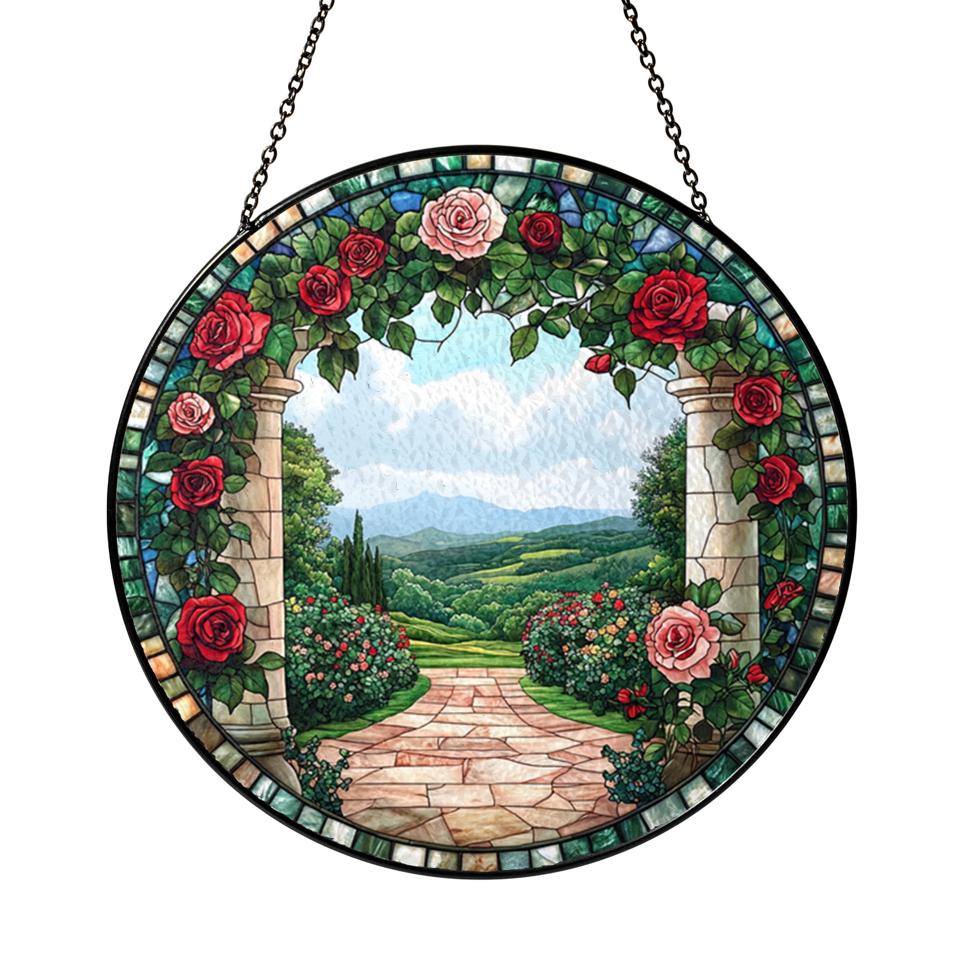 Garden Landscape Inspired Stained Glass Window Suncatcher - Walmart.com