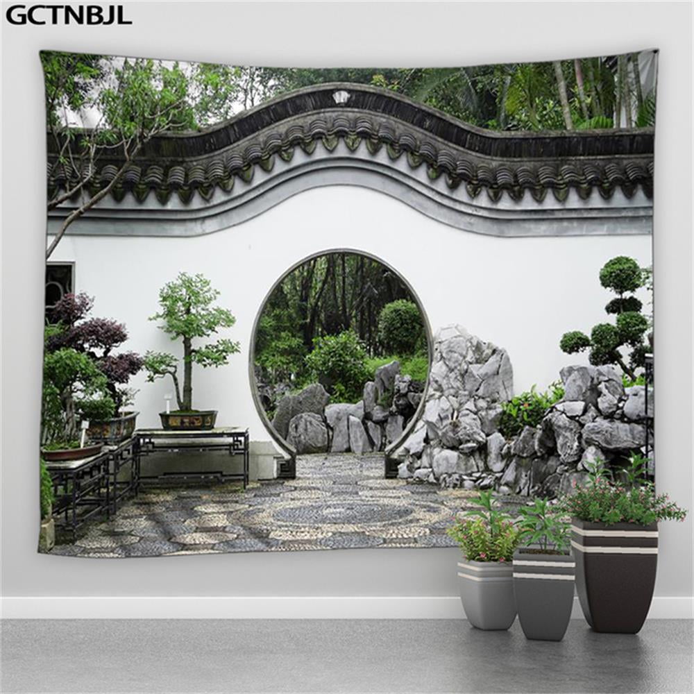 Garden Landscape Tapestry Fence Nature Flowers Homeland Plants Modern ...