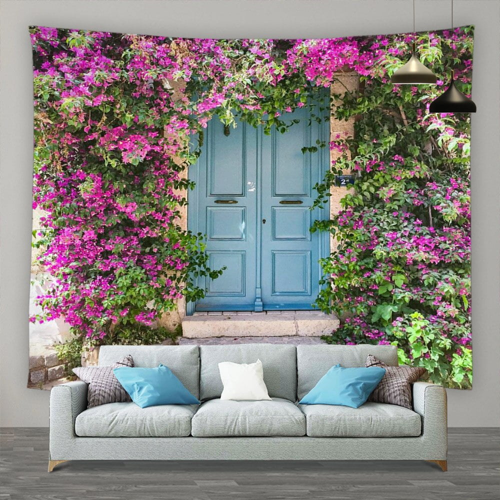Garden Landscape Tapestry Fence Nature Flowers Homeland Plants Modern ...