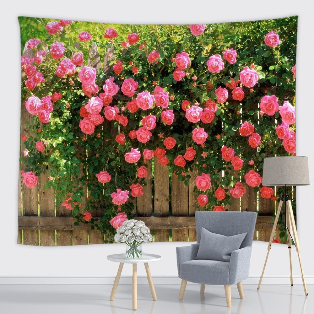 Garden Landscape Tapestry Fence Nature Flowers Homeland Plants Modern ...