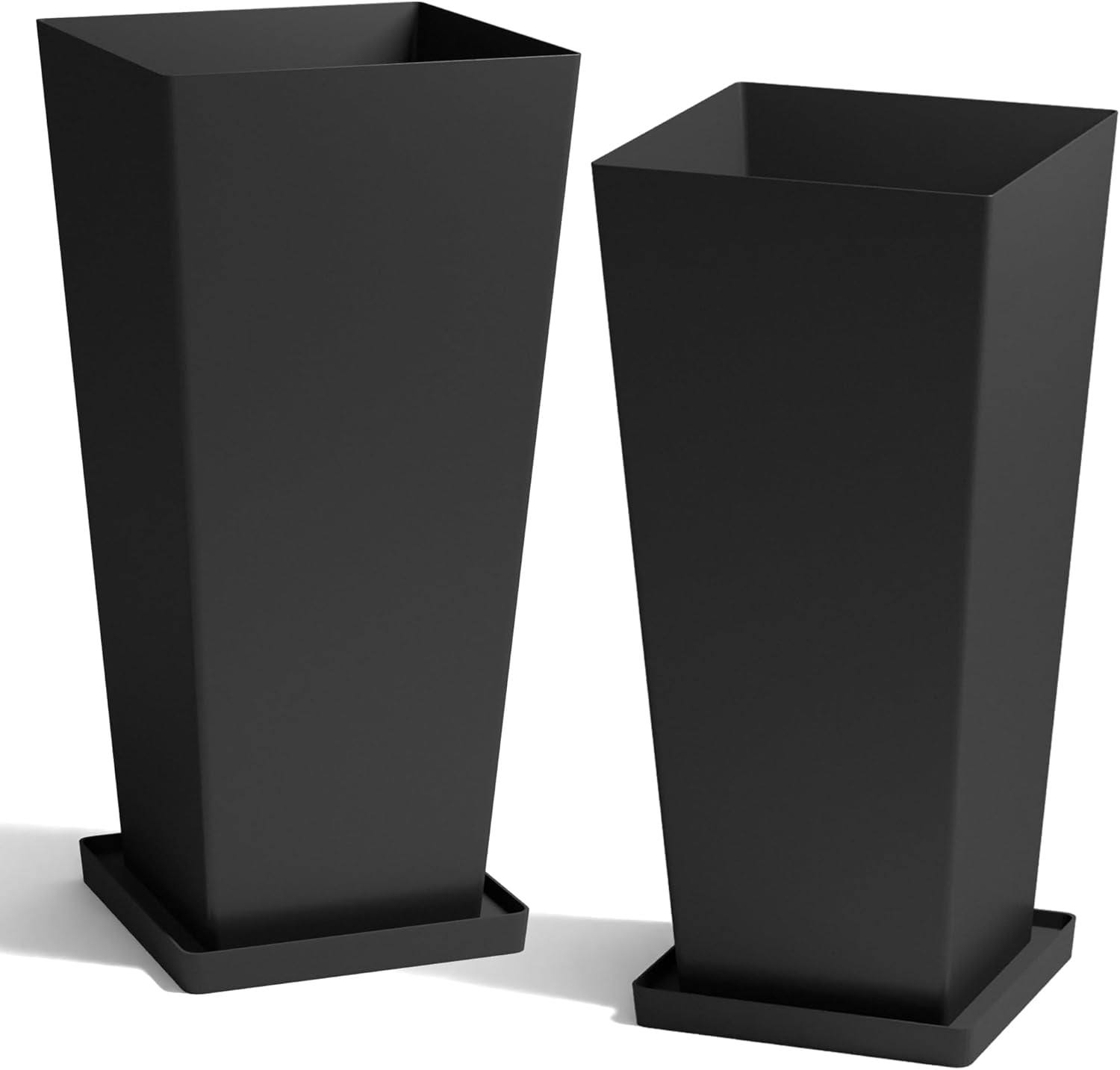 Garden Large 28 in.Tall Planters Set of 2 for Indoor and Outdoor, Black ...