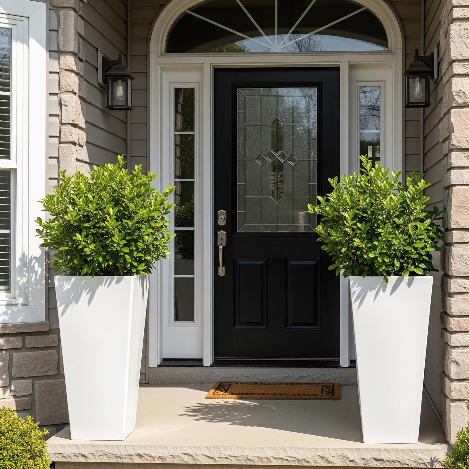 Garden Large 28 in.Tall Planters Set of 2 for Indoor and Outdoor, White ...