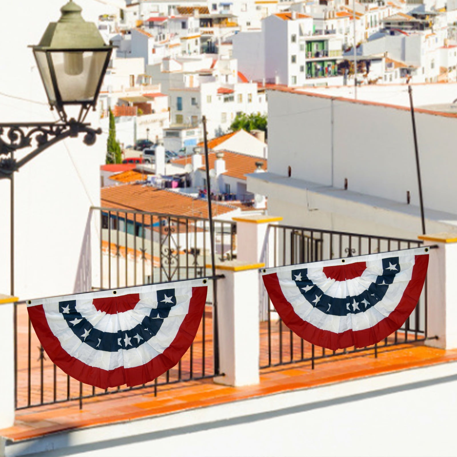 Garden Layout American Pleated Fan Flag Usa American Bunting Decoration