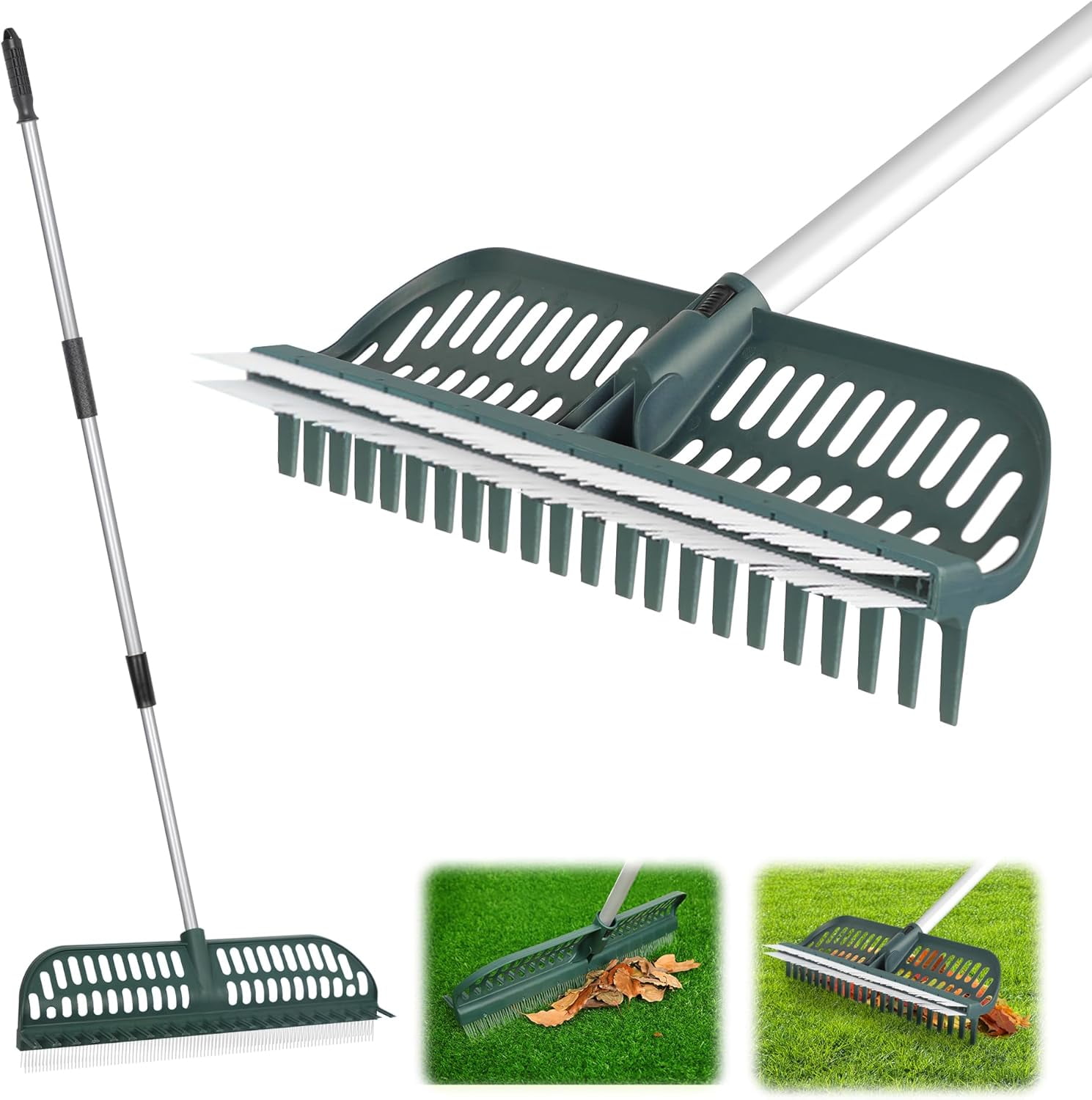 Garden Leaf Rake 2 in 1 Turf Rake for Artificial Grass and Lawn with ...