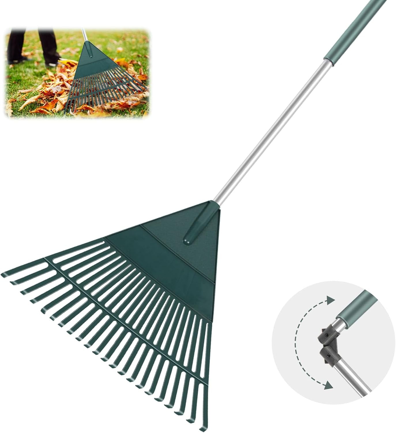 Garden Leaf Rake, 60" Garden Rakes with Foldable Lightweight Steel ...