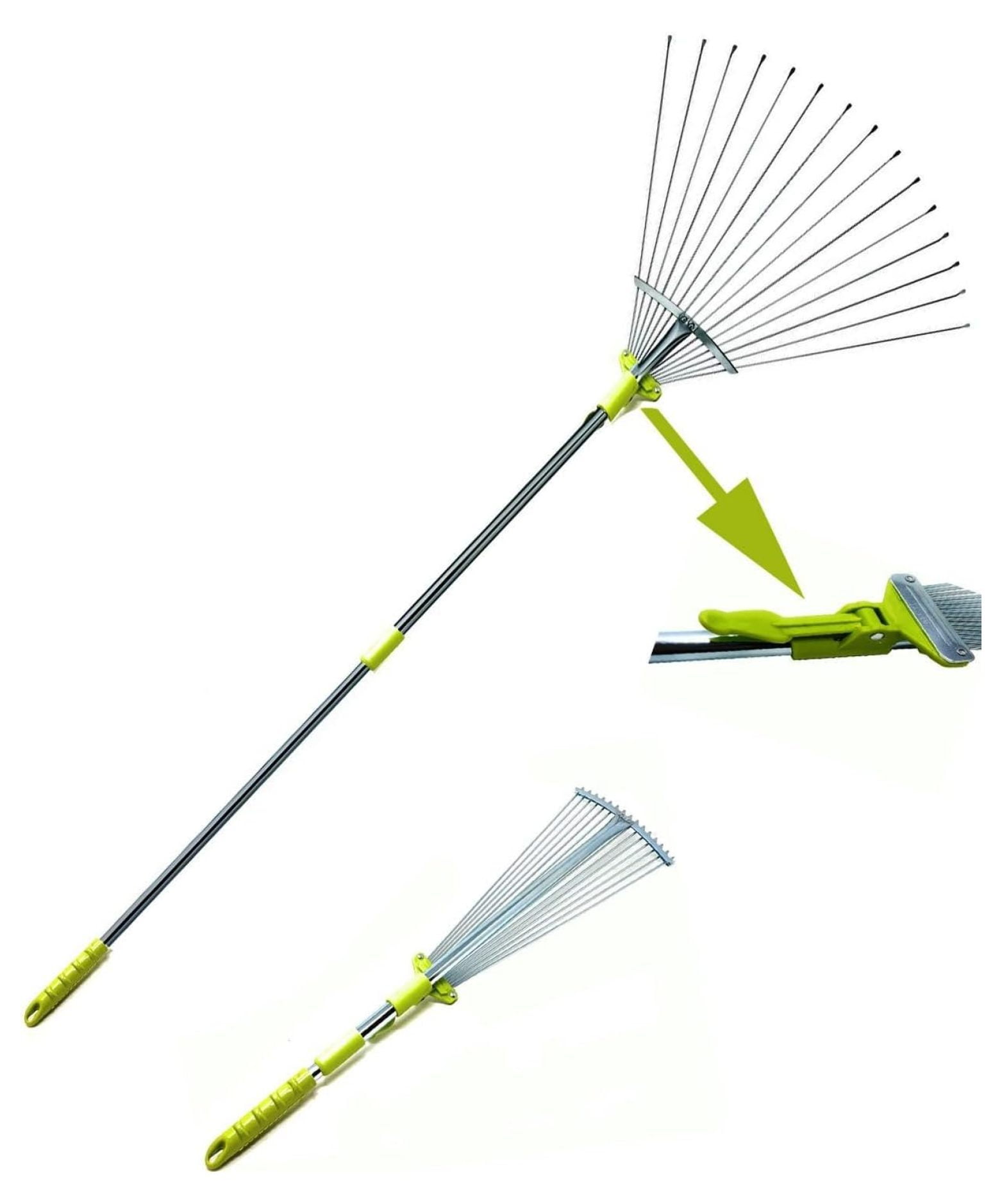Garden Leaf Rake | 64-inch Adjustable Garden Rake | Expandable or ...