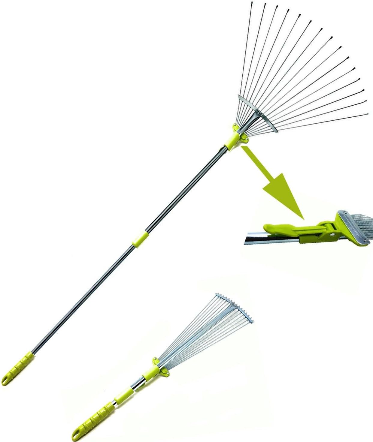 Garden Leaf Rake | 64-inch Adjustable Garden Rake | Expandable or ...
