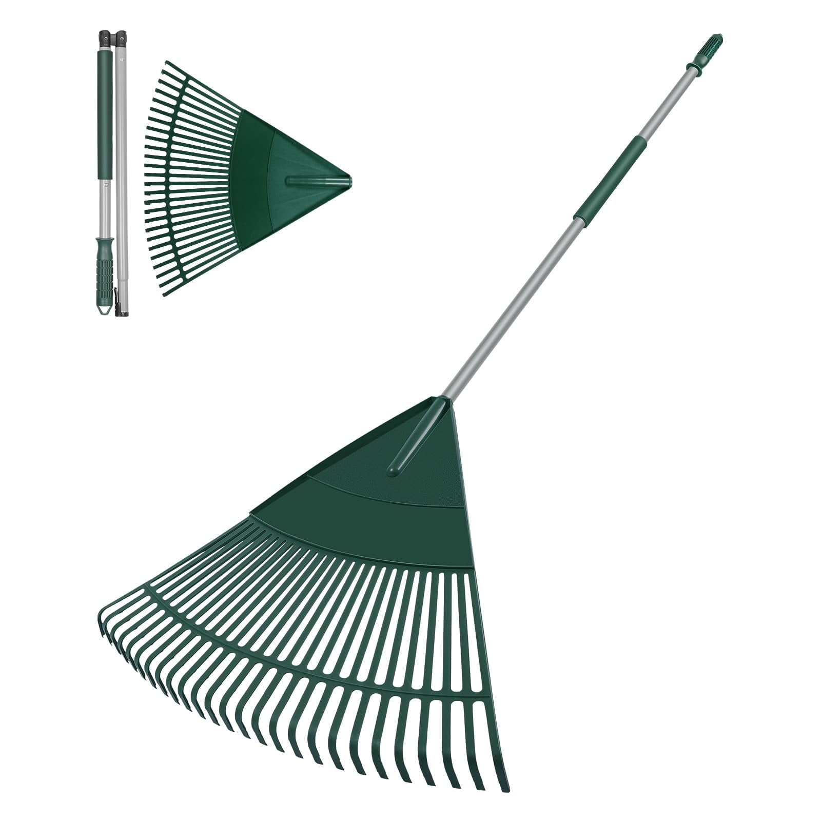 Garden Leaf Rake, 65.7" Garden Rakes with Foldable Lightweight Steel ...