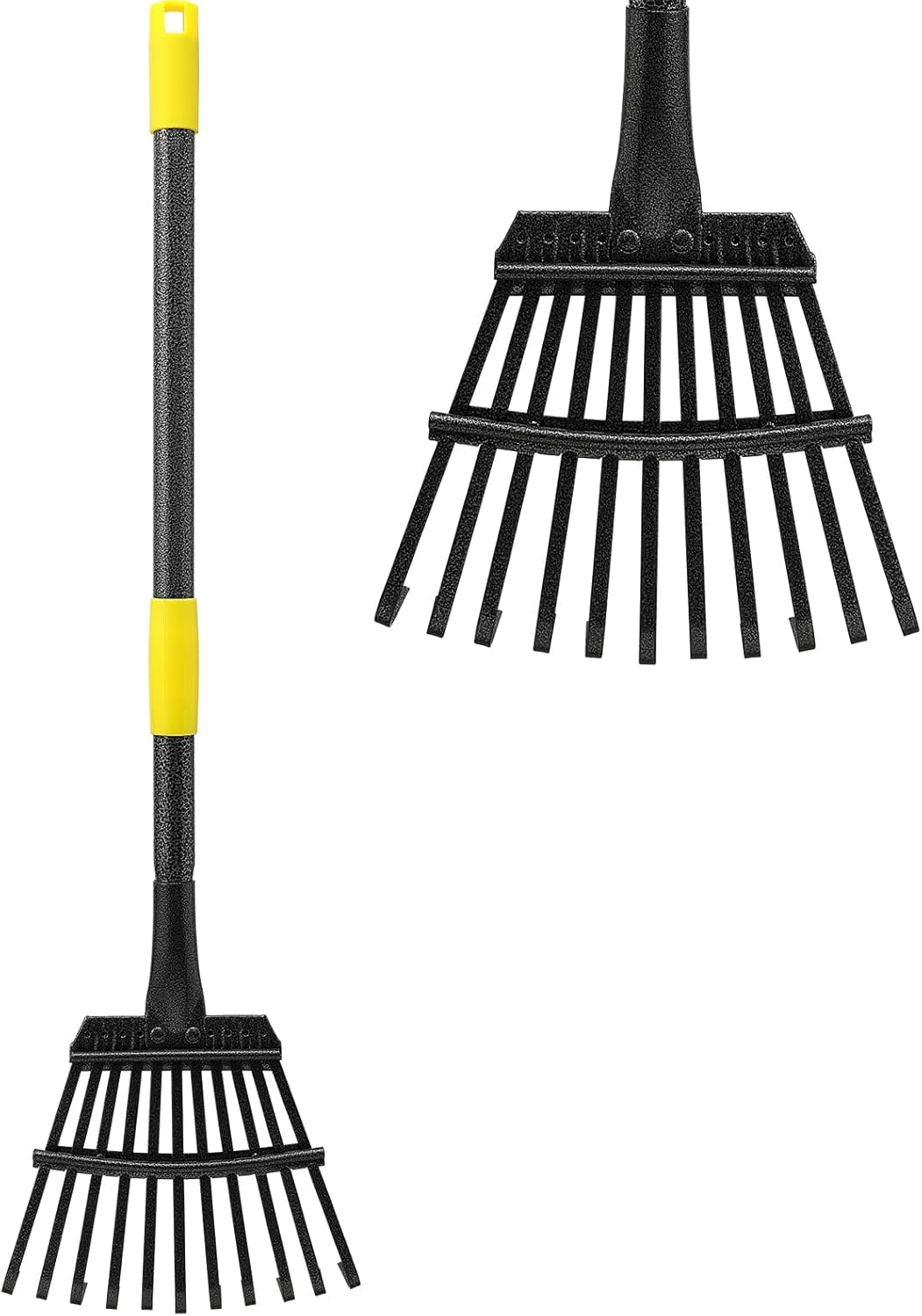 Garden Leaf Rake for Lawns Heavy Duty, Adjustable Shrub Iron Thatch ...