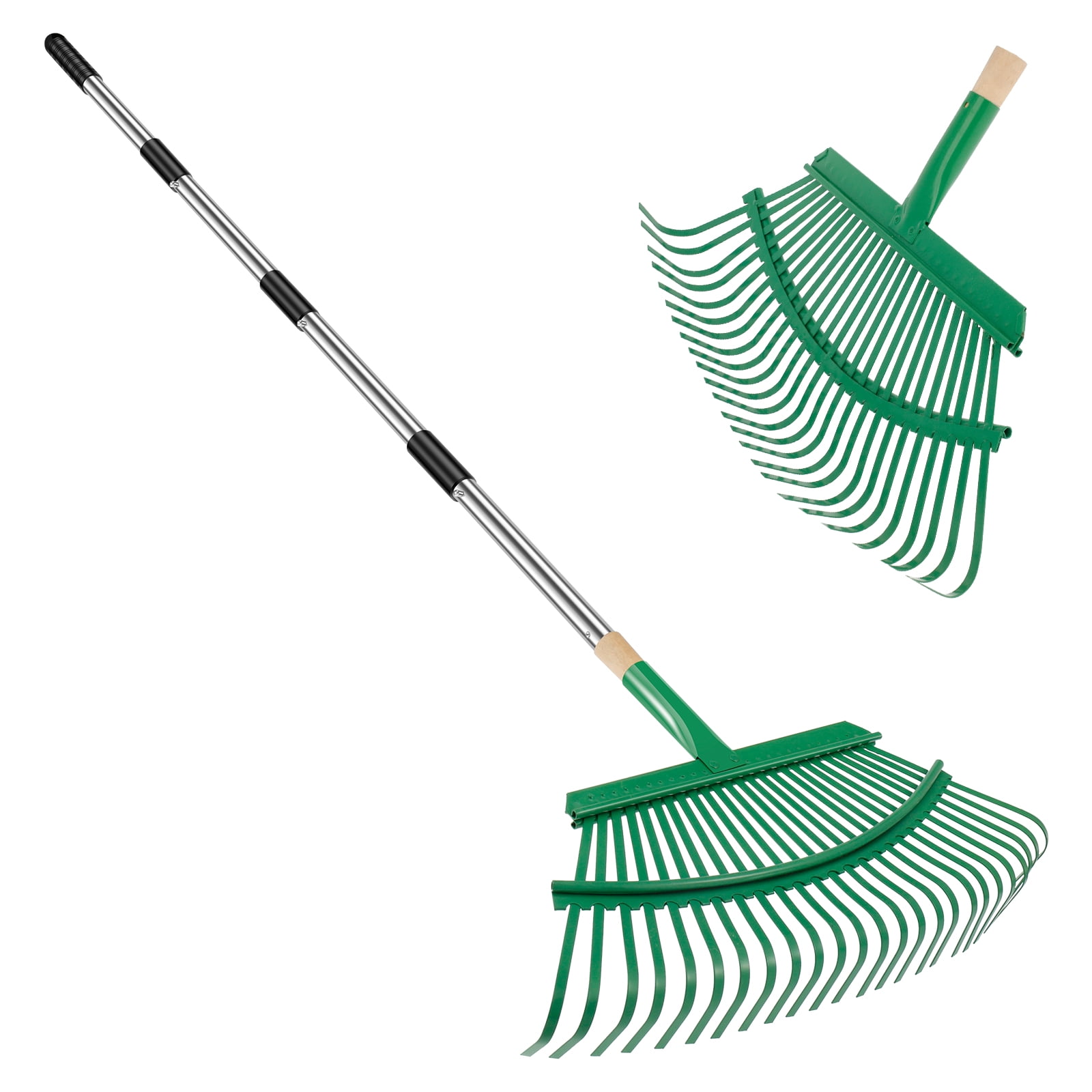 Garden Leaf Rake Metal Thatching Rake Adjustable Yard Thatch Rake 18.8 ...
