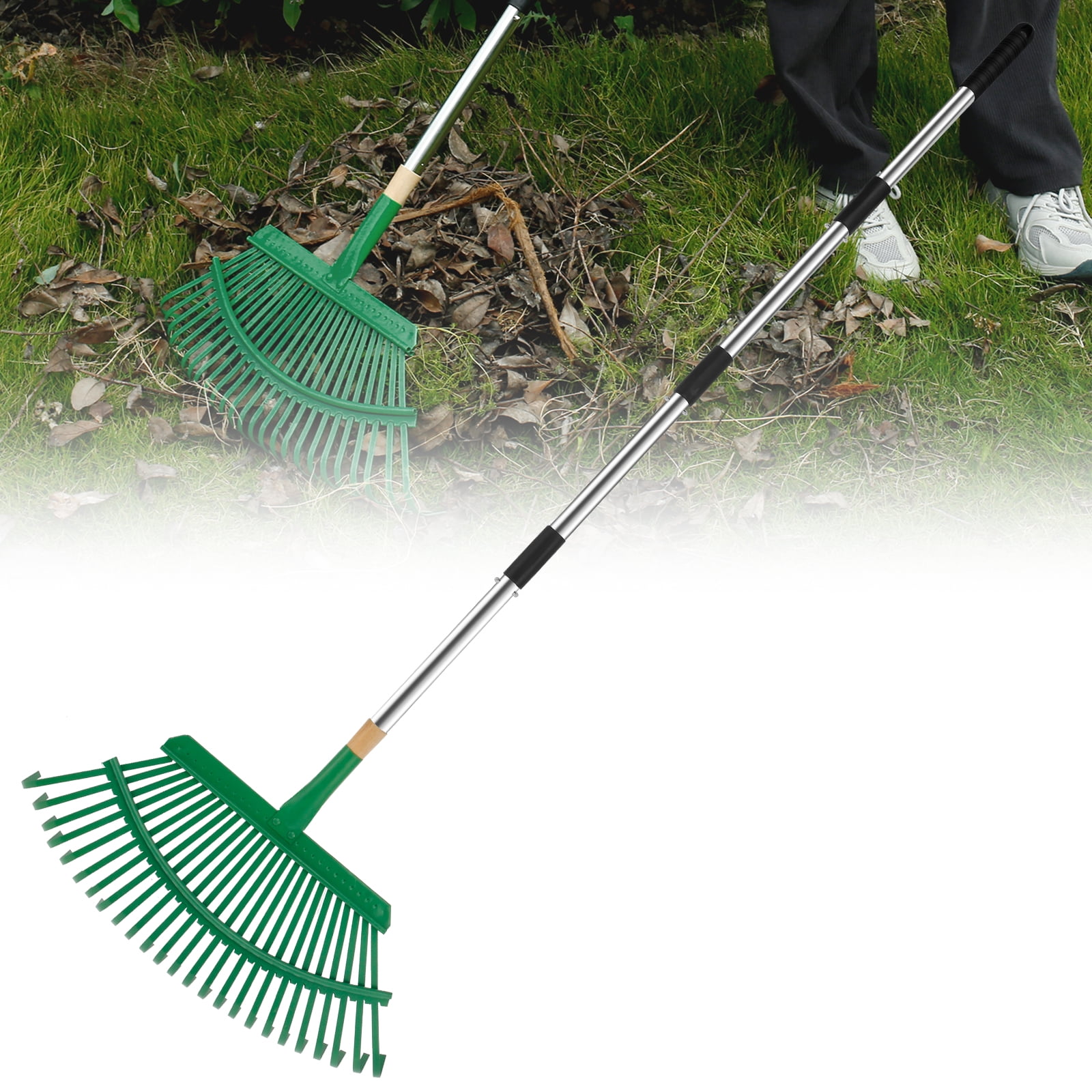 Garden Leaf Rake Metal Thatching Rake Adjustable Yard Thatch Rake 18.8 ...