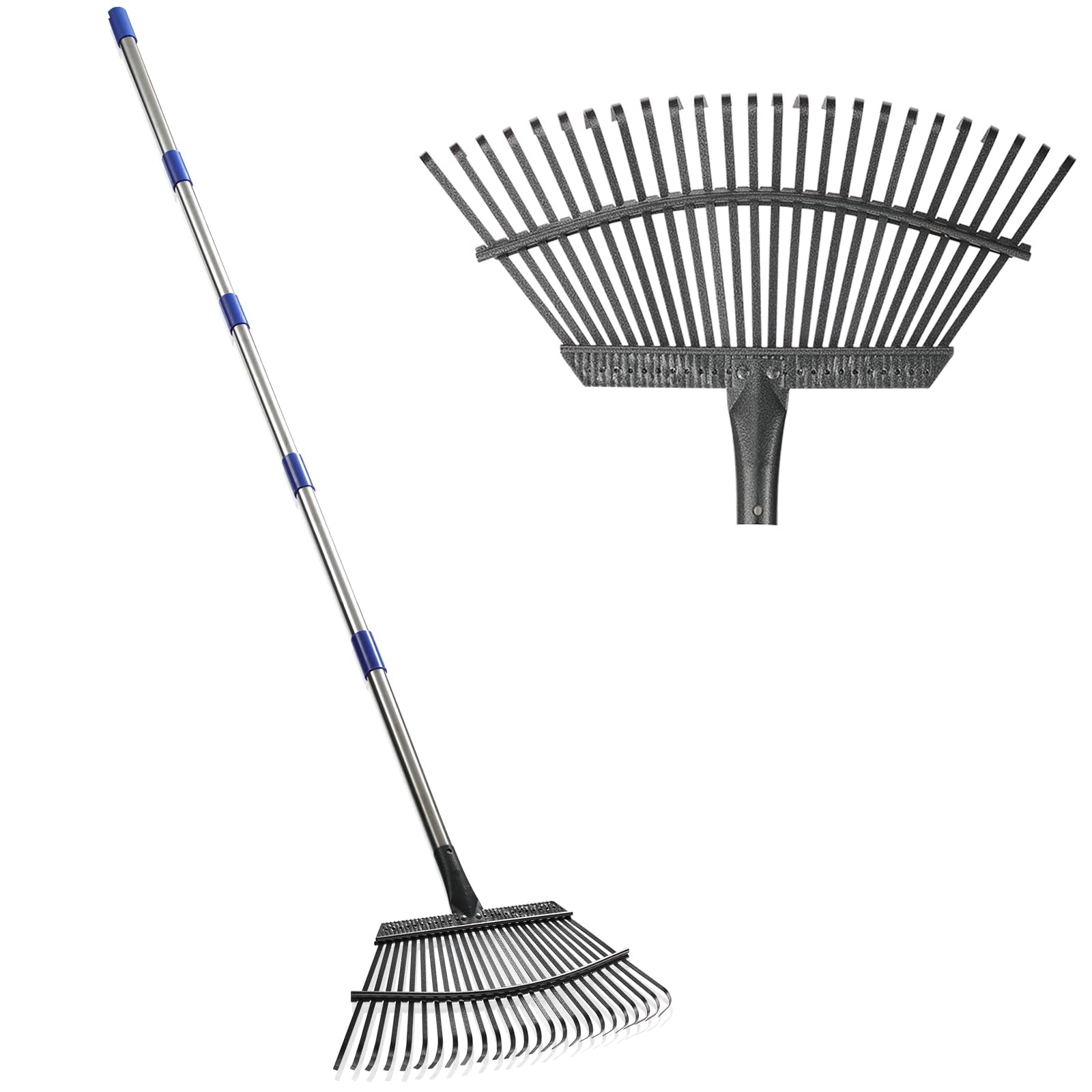 Garden Leaf Rake, Shrub Rake for Leaves Long Handle Heavy Duty, 18 ...
