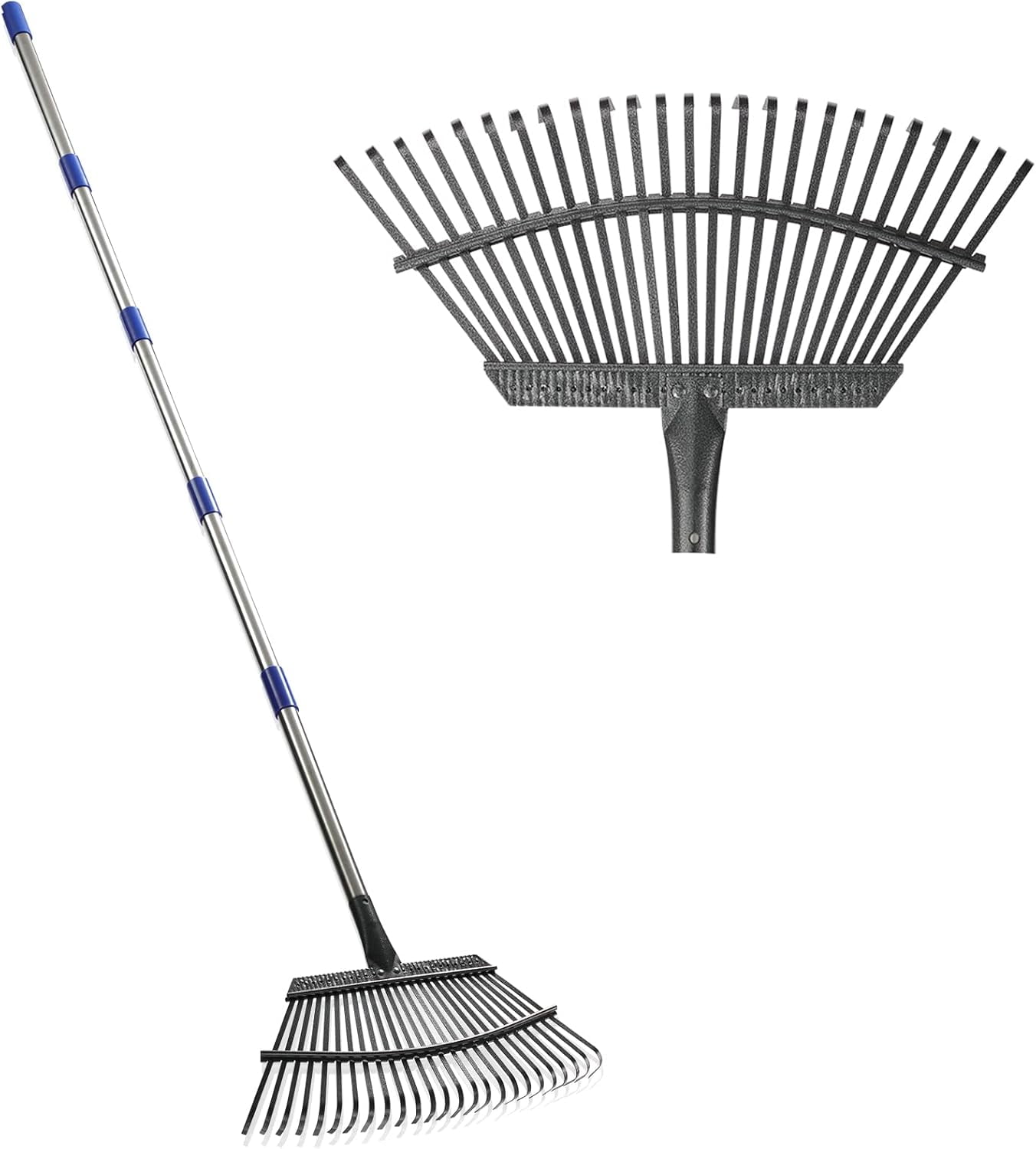 Garden Leaf Rake, Shrub Rake for Leaves Long Handle Heavy Duty, 18 ...