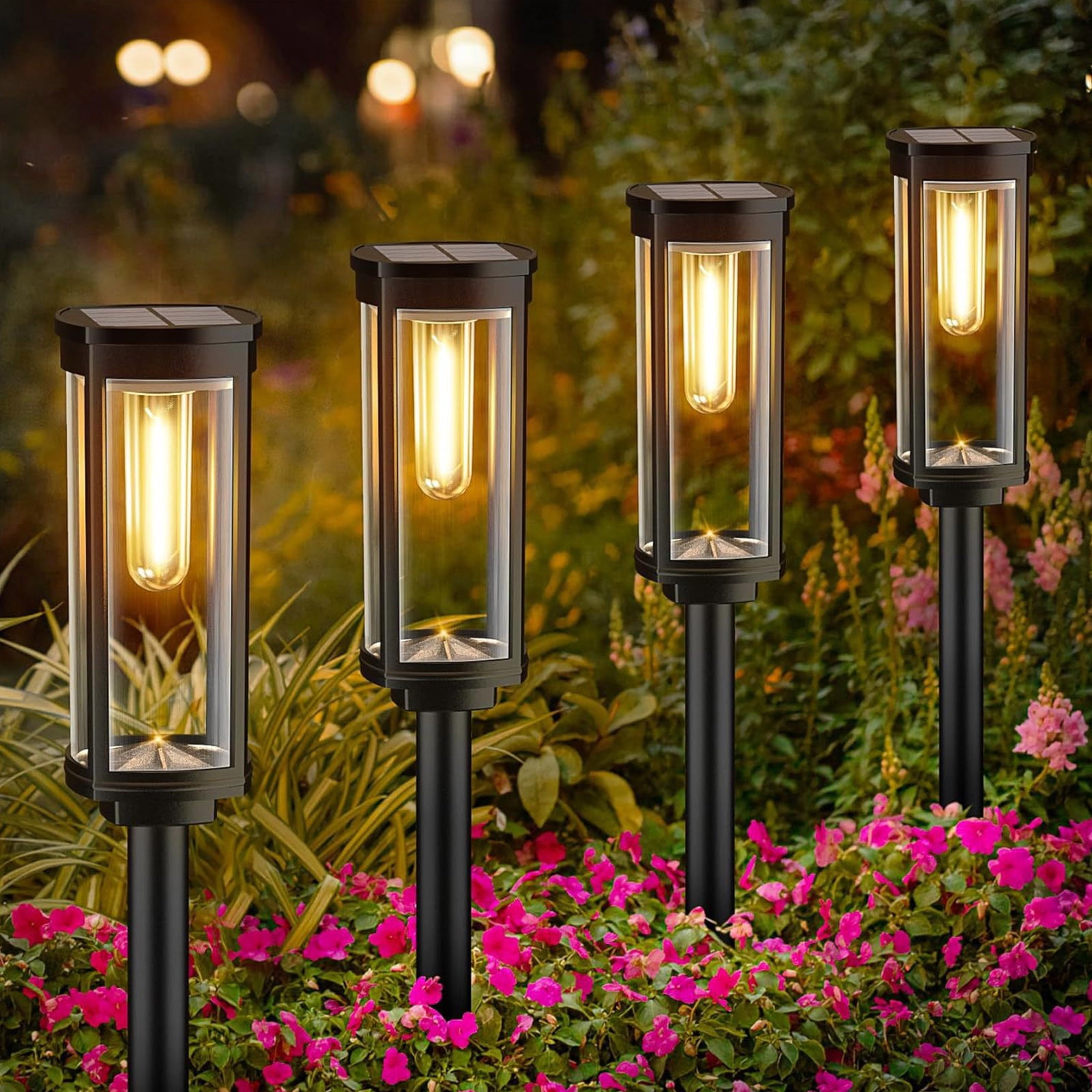 Garden Light,Outdoor Garden Pathway Lights,Solar-Powered Courtyard ...