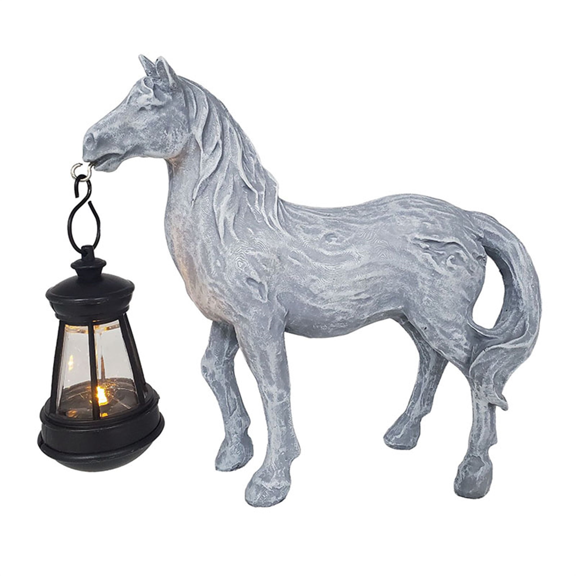 Garden Light-Up Resin Horse Shape Lantern Design Solar Powered Durable ...