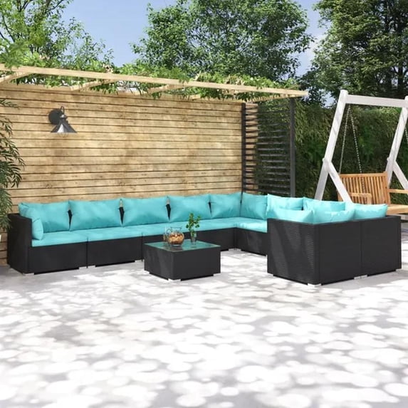 Garden Lounge Set Black, Water Blue - Walmart.com