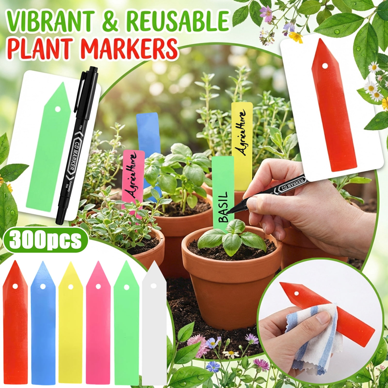 Garden Markers, Waterproof Reusable Plant Tags, Plastic Plant Labels ...