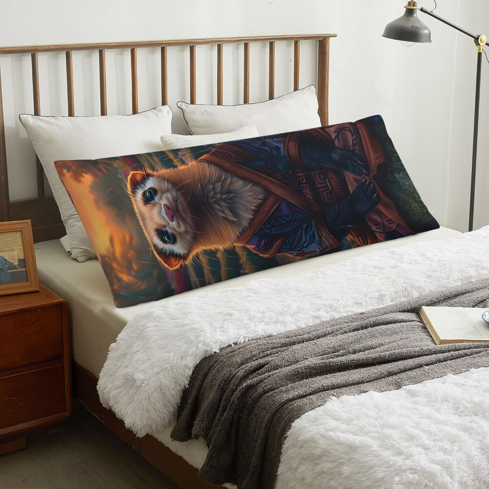 Garden Meditating Weasel Body Pillow Cover with Zipper, Cooling body ...