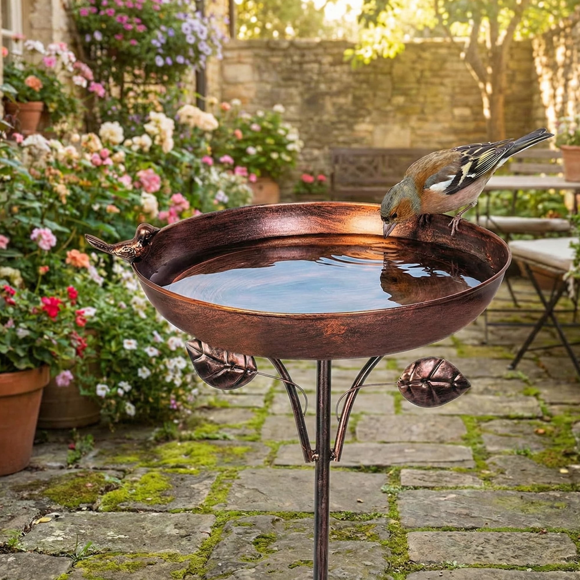 Lauiui Vintage Cast Iron Bird Bath, 12