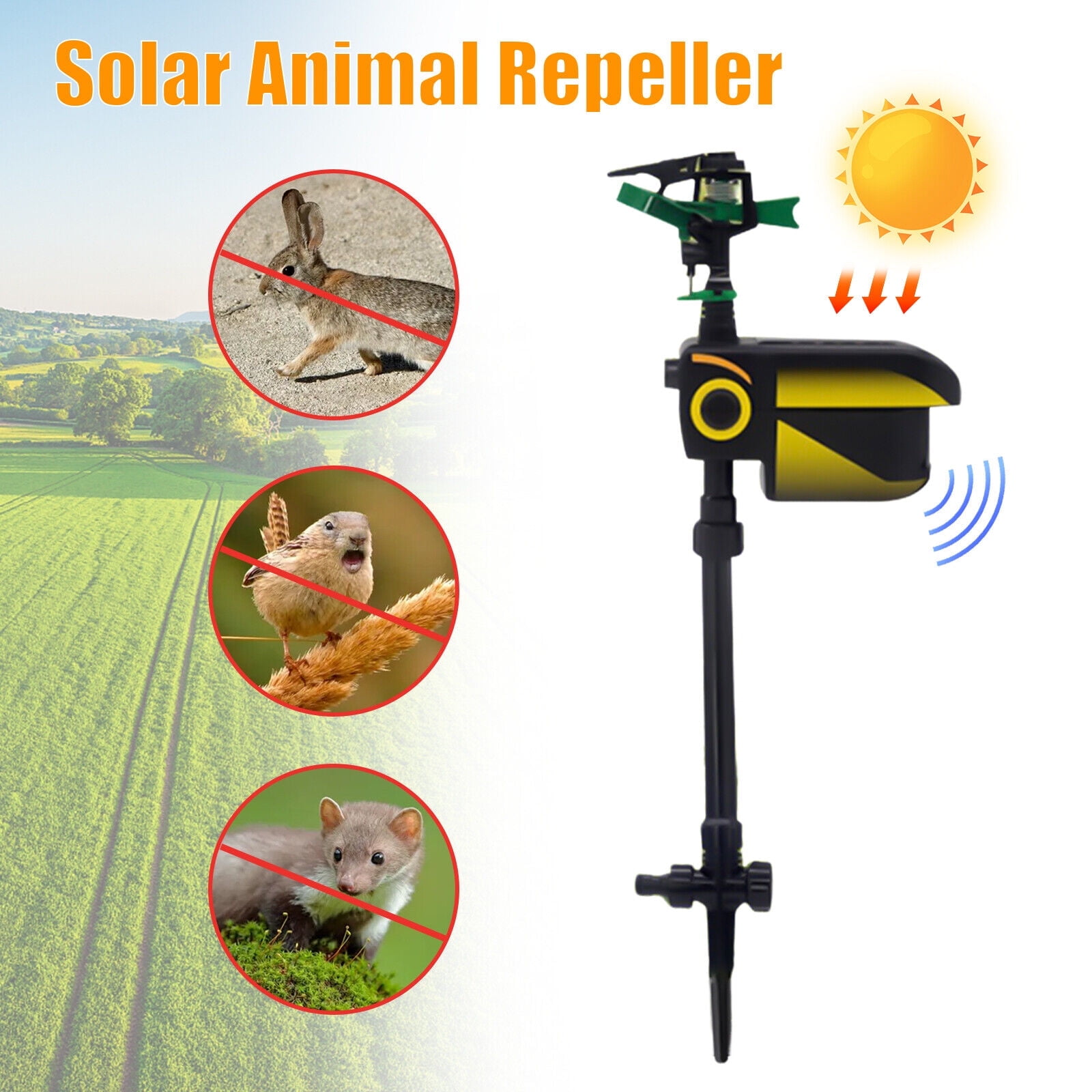 Solar Powered Garden Motion Sensor Automatic System, Animal Repellent ...