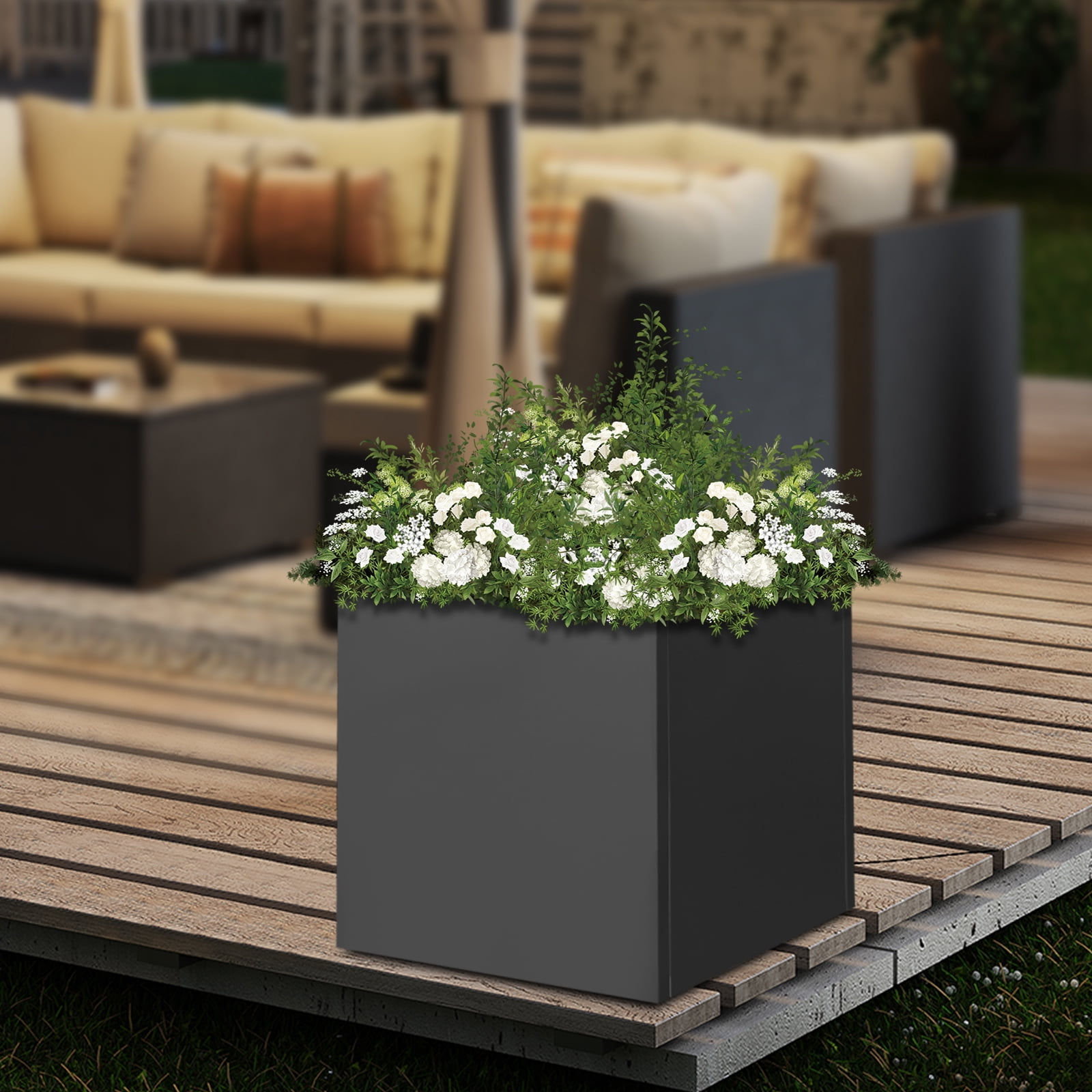 Garden Must-Have, 24x24x24in Black Metal Square Planter Box, Perfect ...