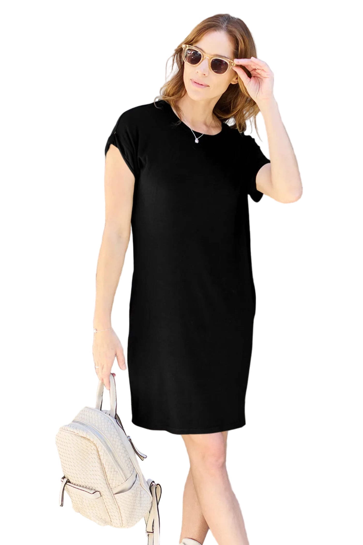 Garden Naked Basic Bae Bamboo Full Size Round Neck Short Sleeve Dress ...