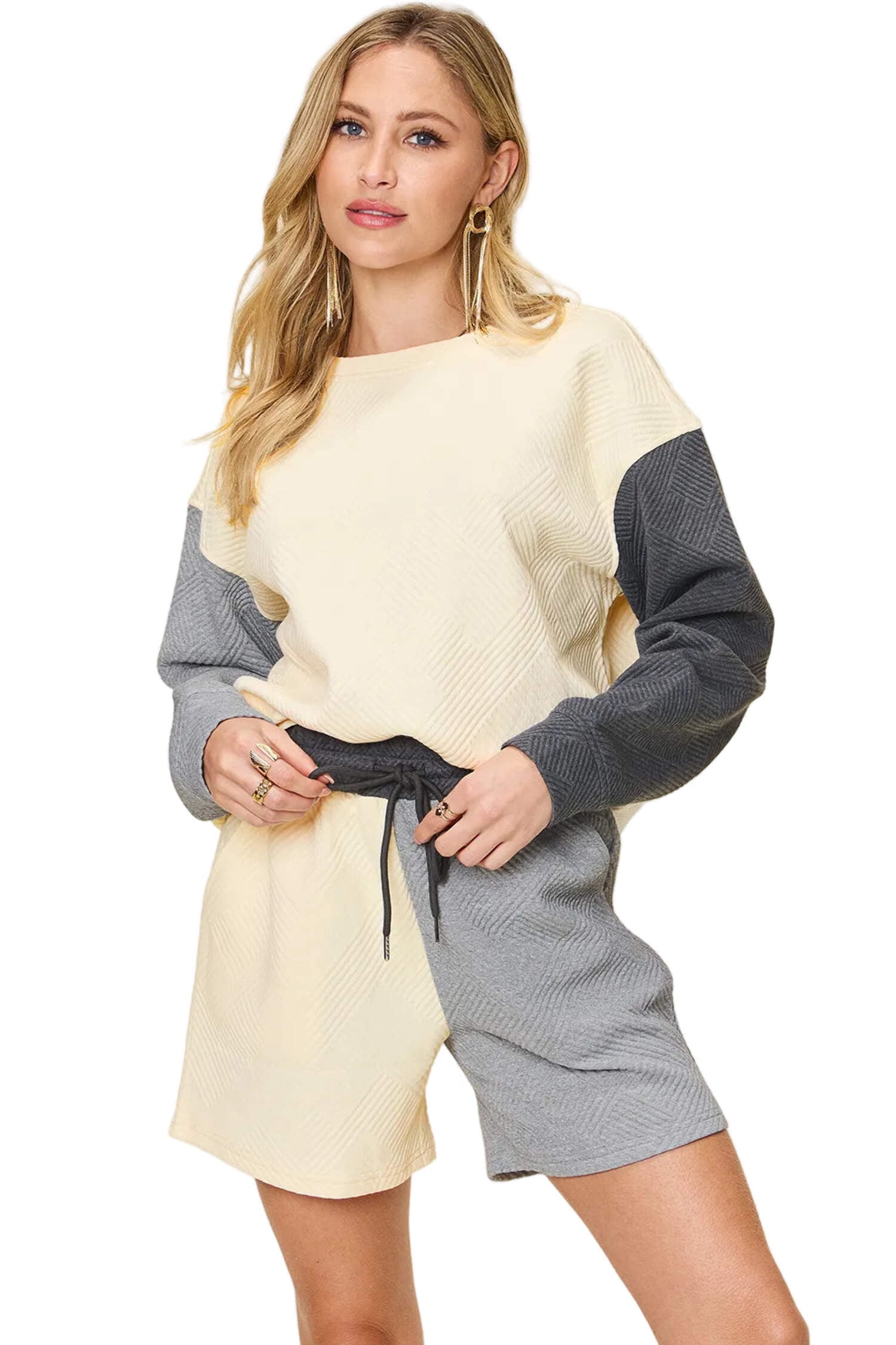 Garden Naked Double Take Full Size Contrast Drop Shoulder Top and ...