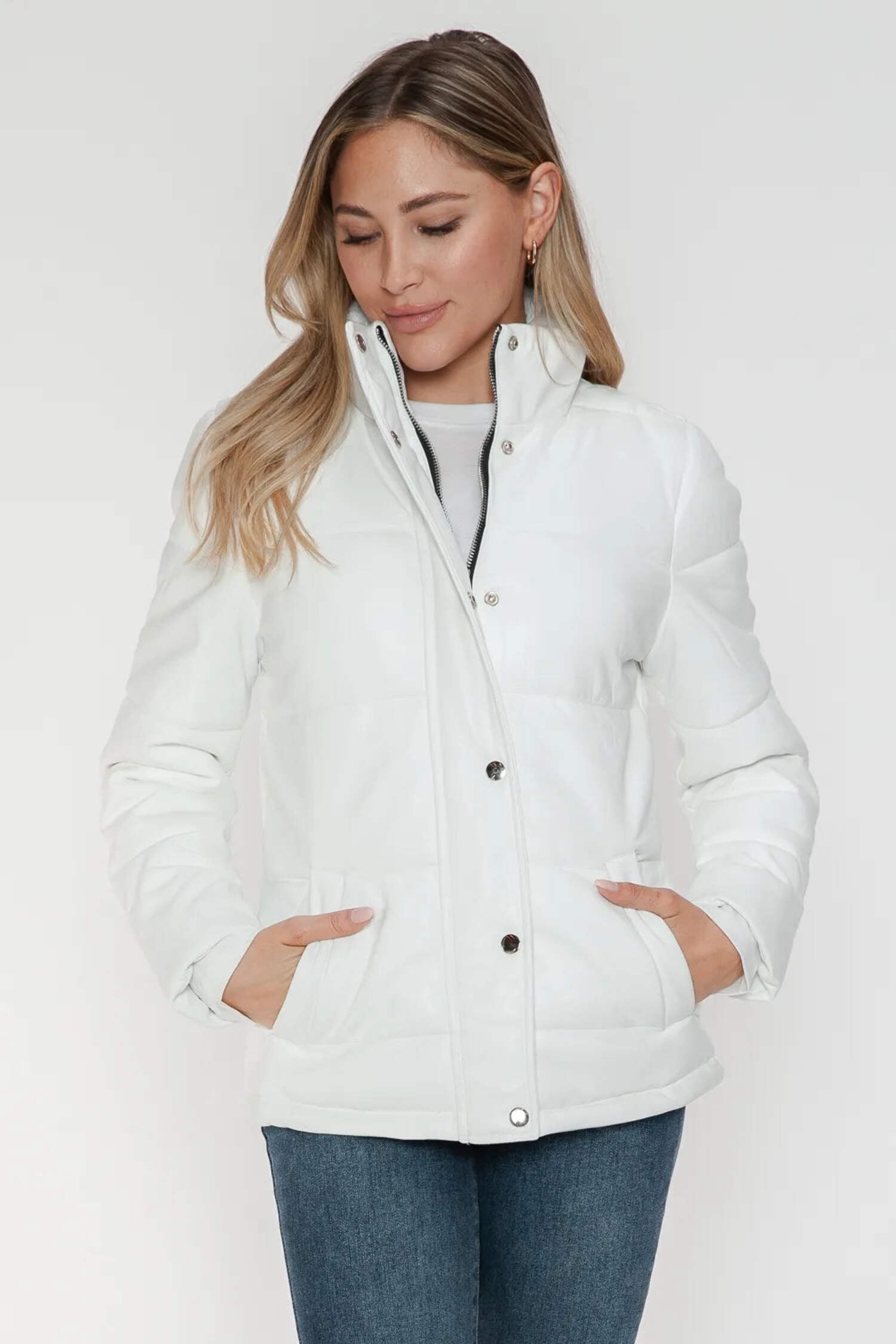 Garden Naked Pocketed Zip Up Turtleneck Puffer Jacket - Walmart.com