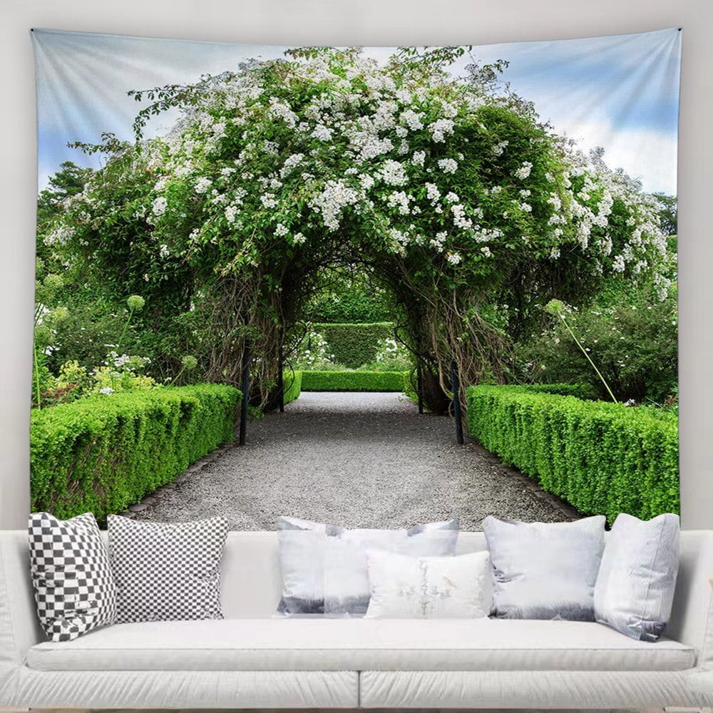 Garden Nature Tapestry Rural Street Greenery Landscape Tapestry Living ...