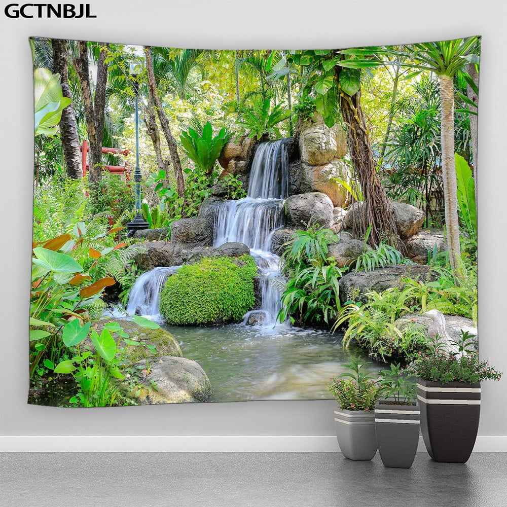 Garden Nature Tapestry Rural Street Greenery Landscape Tapestry Living ...