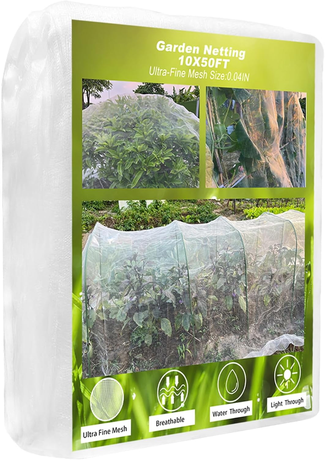 Garden Netting, 10X50FT Ultra Fine Insect Netting Thicker Garden Mesh ...