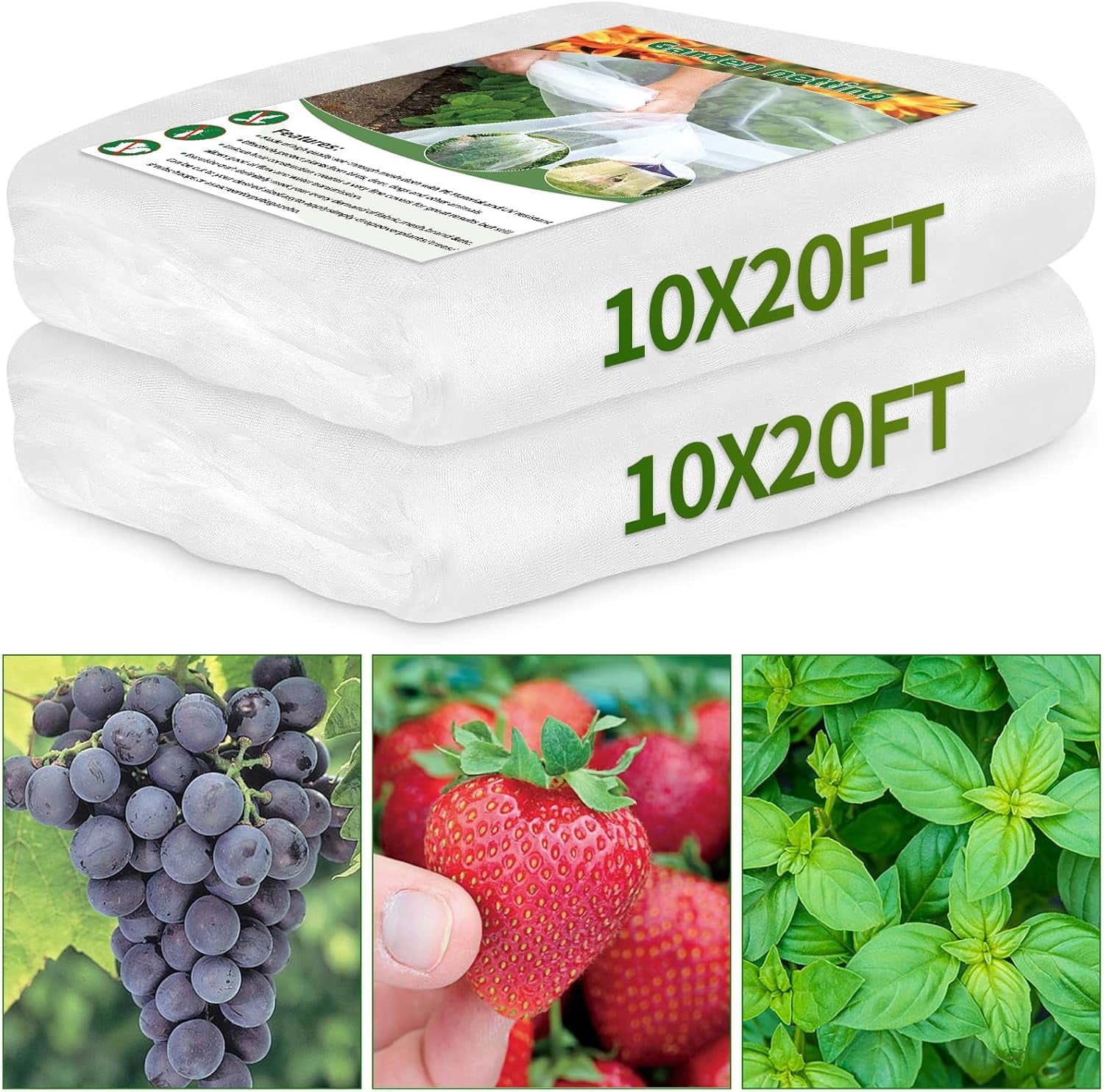 Garden Netting 10x33FT 2 Pack Ultra Fine Mesh, Insect Barrier Bird ...