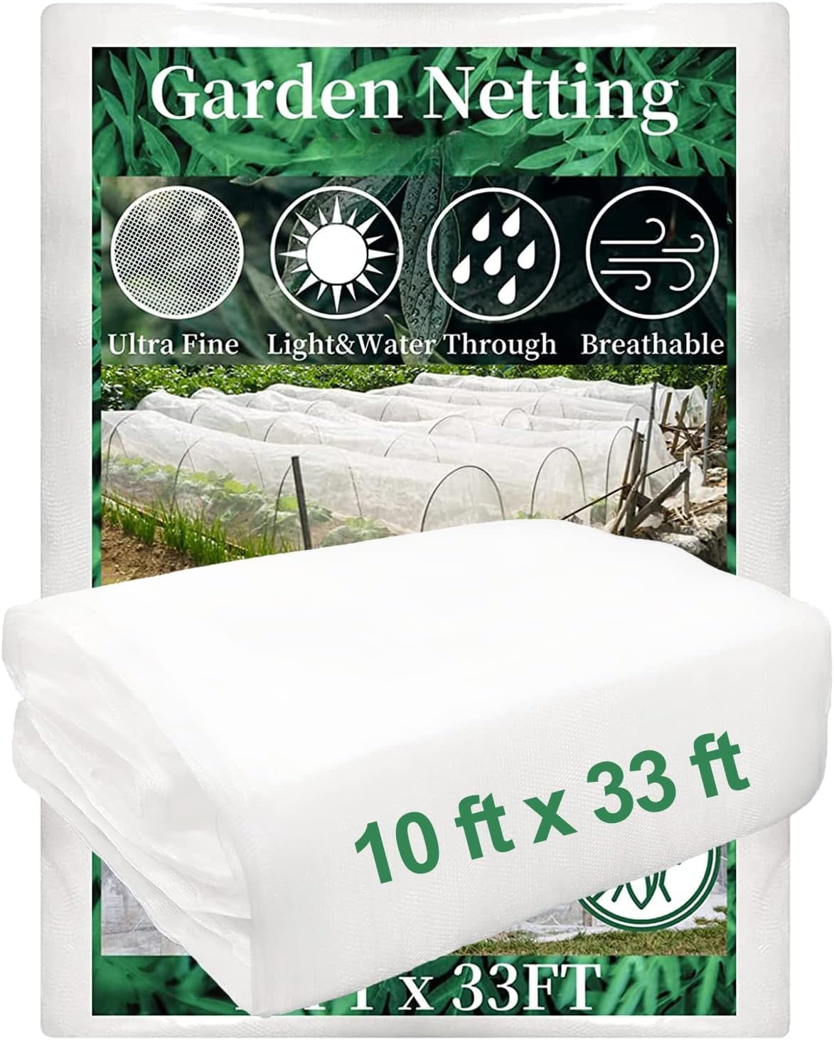 Garden Netting Pest Barrier, 10 ft x 33 ft Ultra Fine Mesh Mosquito Net ...