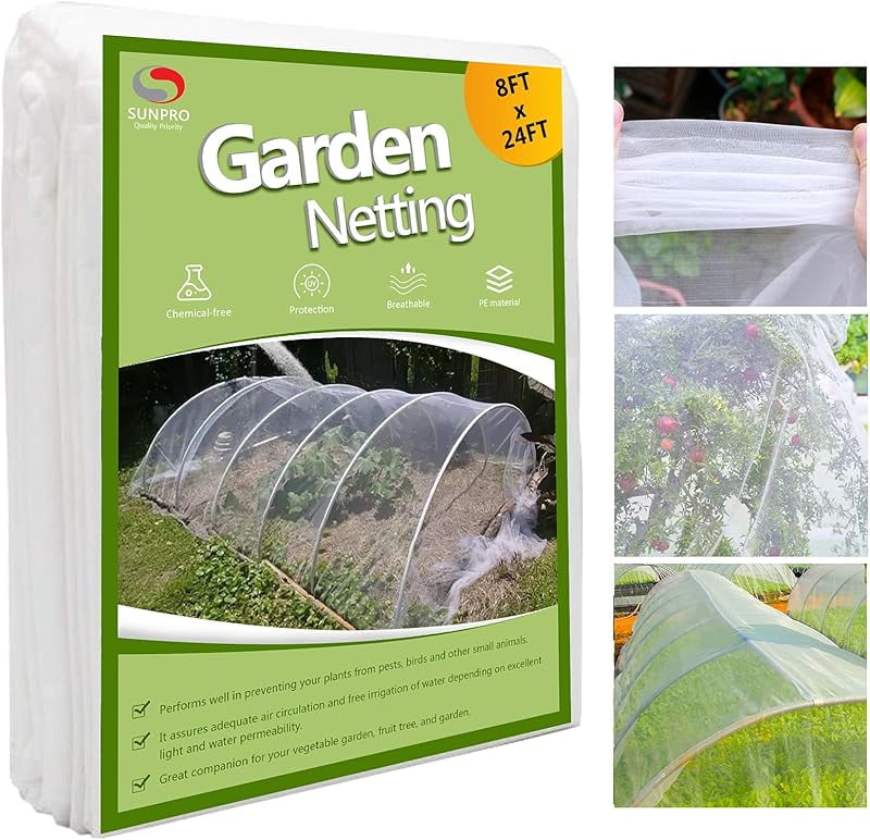 Garden Netting Pest Barrier, Plant Covers 8x24Ft Mesh Mosquito Net Bird ...