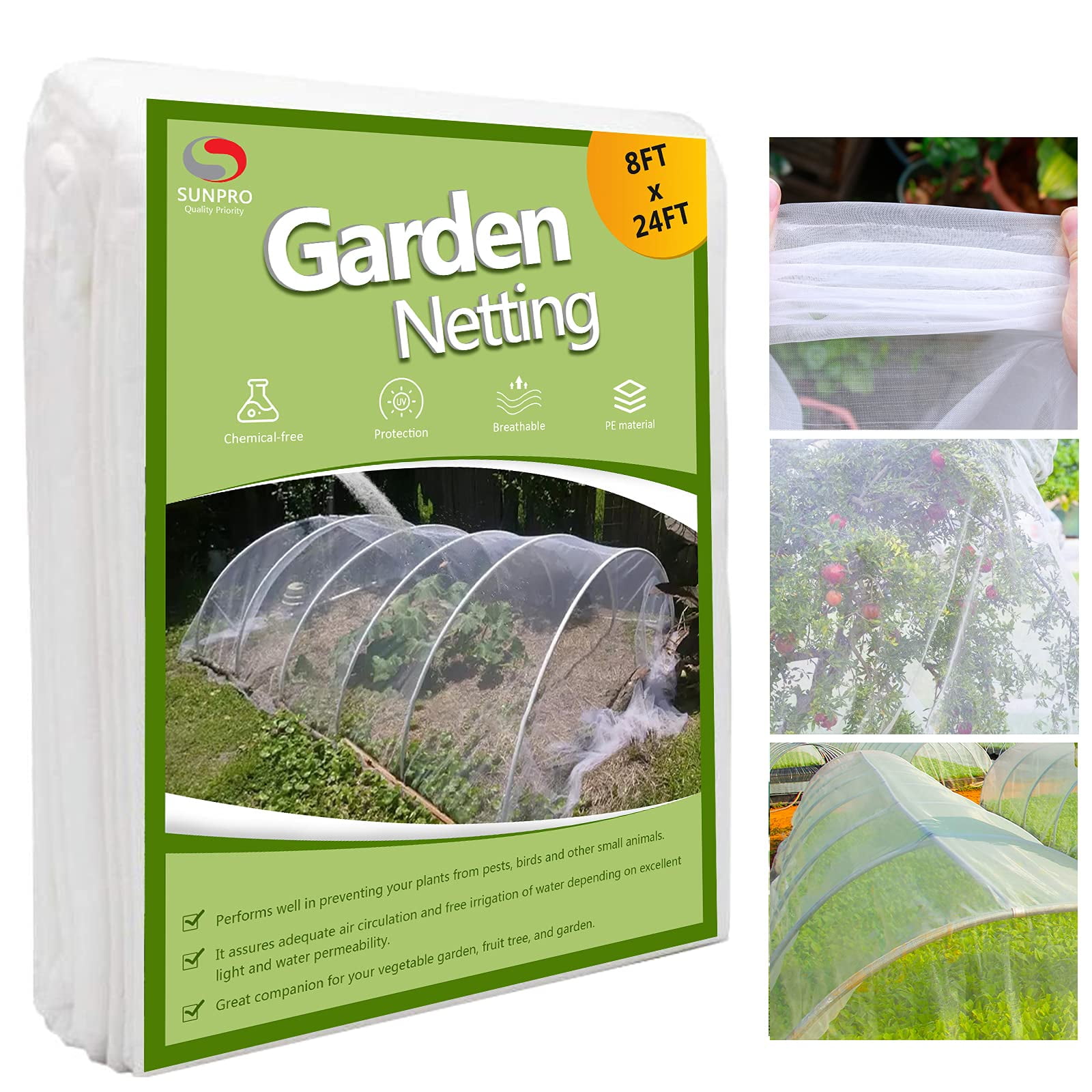 Garden Netting Pest Barrier, Plant Covers 8x24Ft Mesh Mosquito Net Bird ...