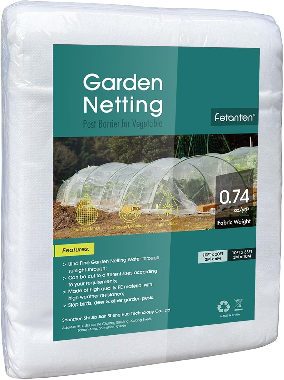 KJRIVER Garden Netting 10x33Ft Ultra Fine Mesh Plant Cover Protect ...
