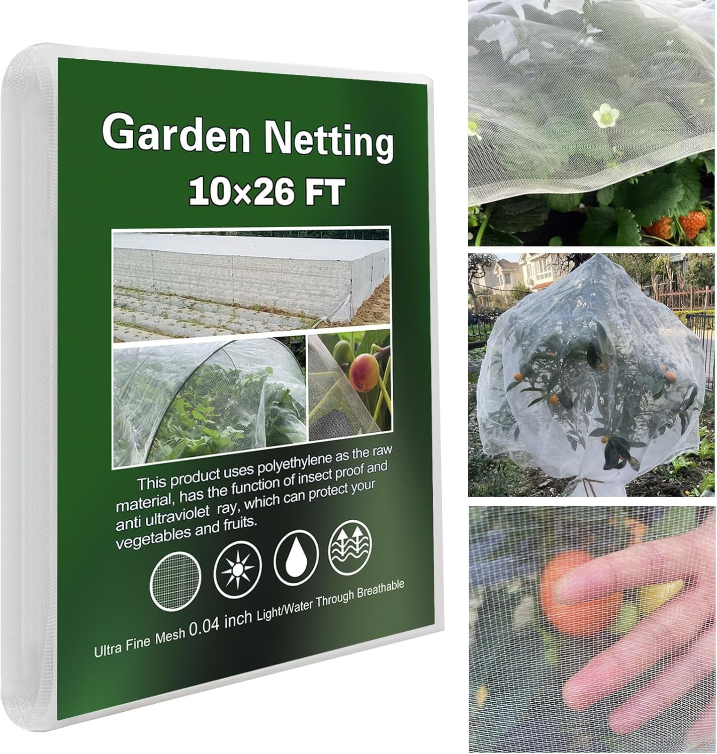 Garden Netting for Raised Bed 10'x 26', Mesh Netting Plant Covers, Bird ...