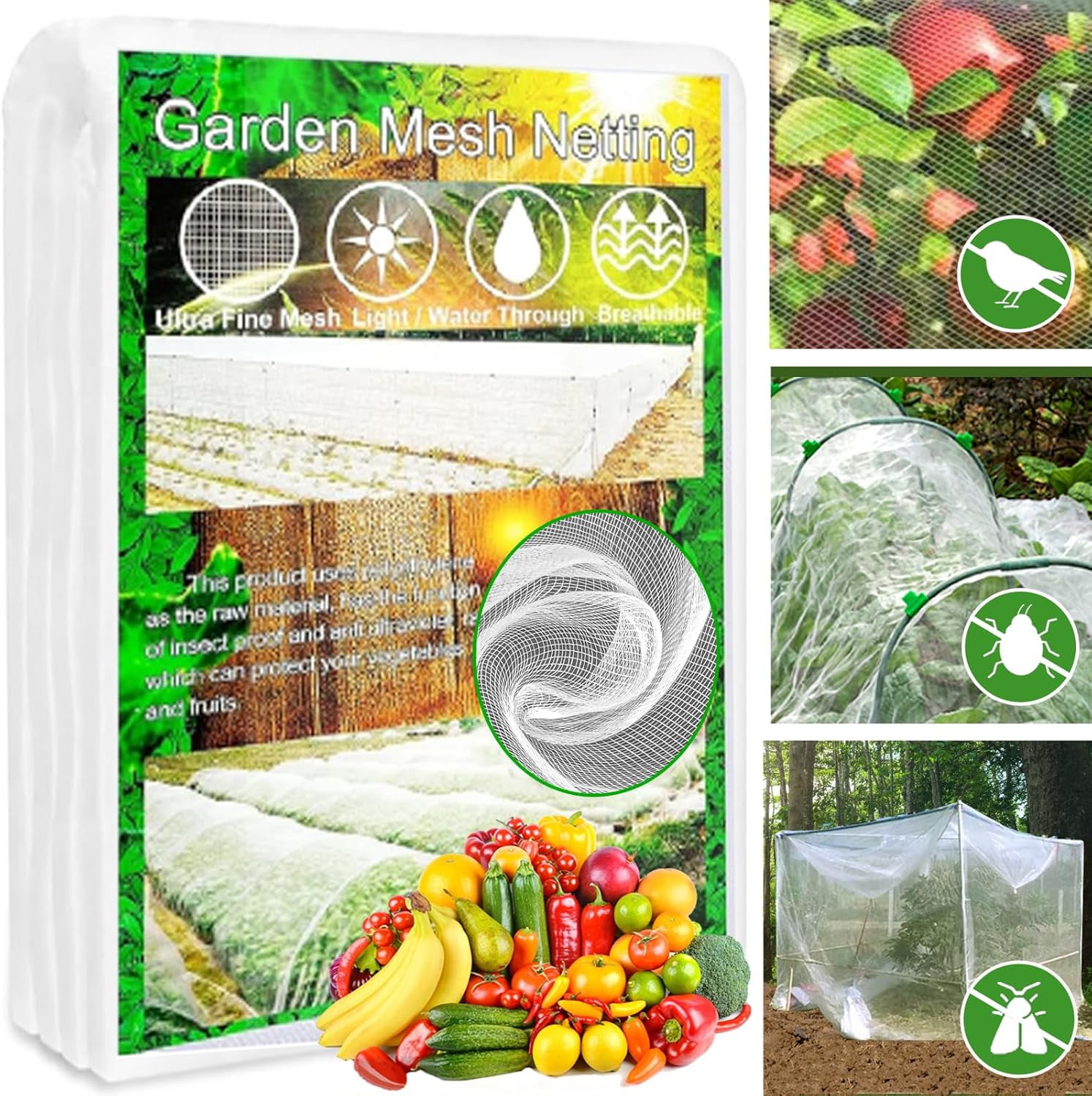 Garden Netting, Ultra Fine Mesh 10 x 65Ft Bird Netting for Garden ...