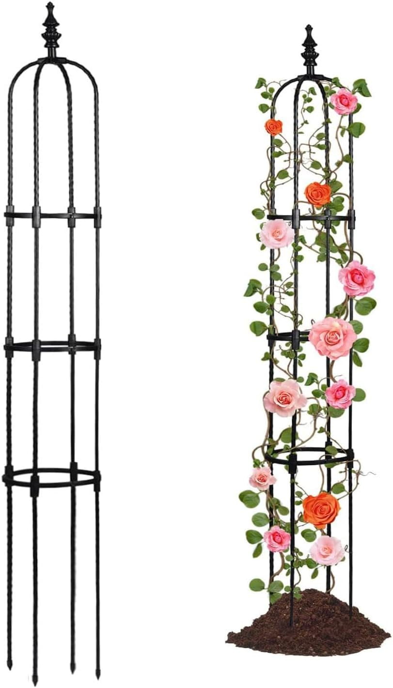 Garden Obelisk Trellis for Climbing Plants 2FT/3FT/4FT/5FT Rose Bush ...
