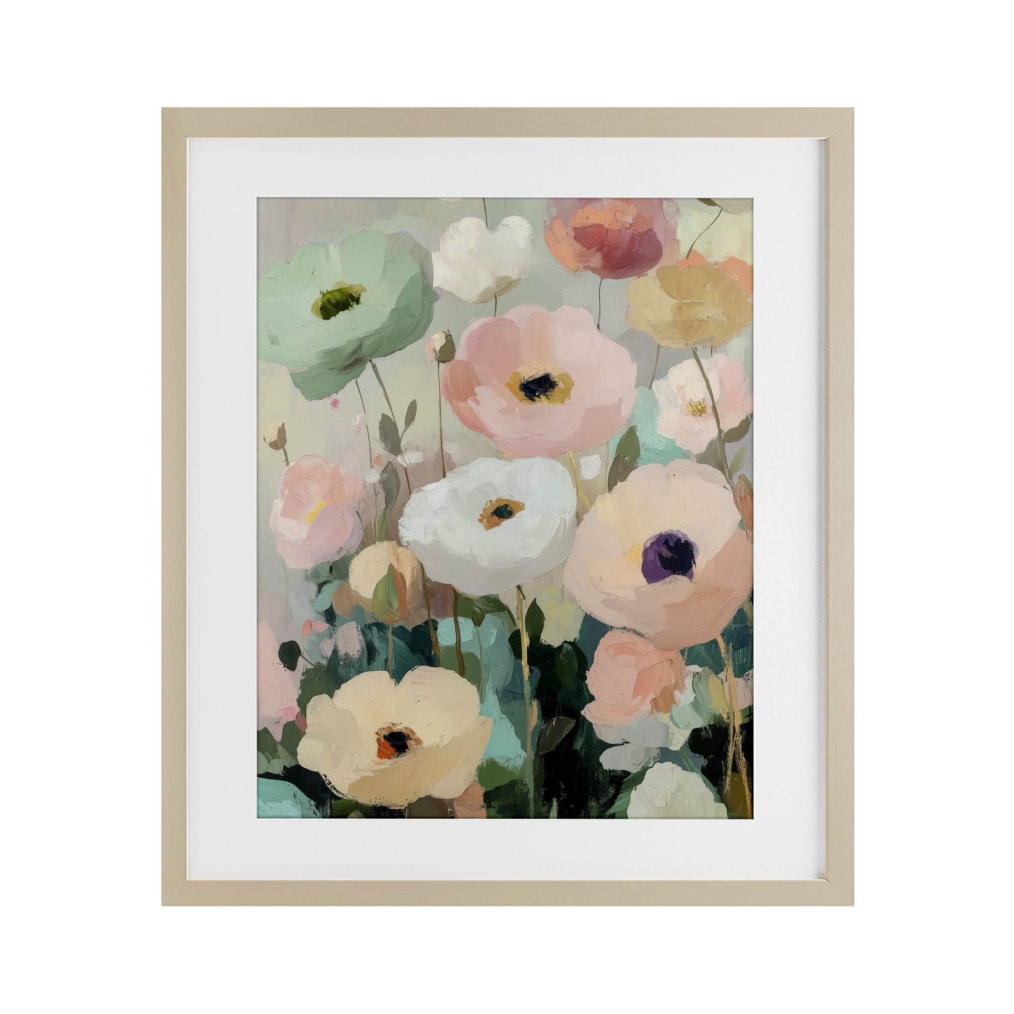 Stupell Industries Garden Of Mint Poppies Birch Framed Print Under ...