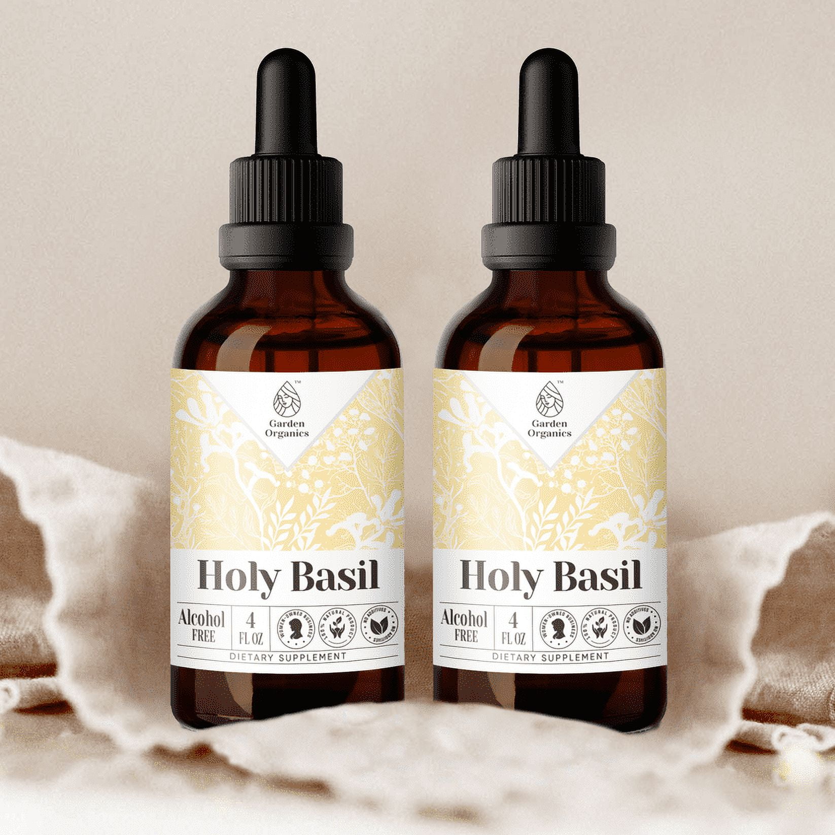 Garden Organics Holy Basil Tincture Alcohol-FREE Extract, Organic Holy ...