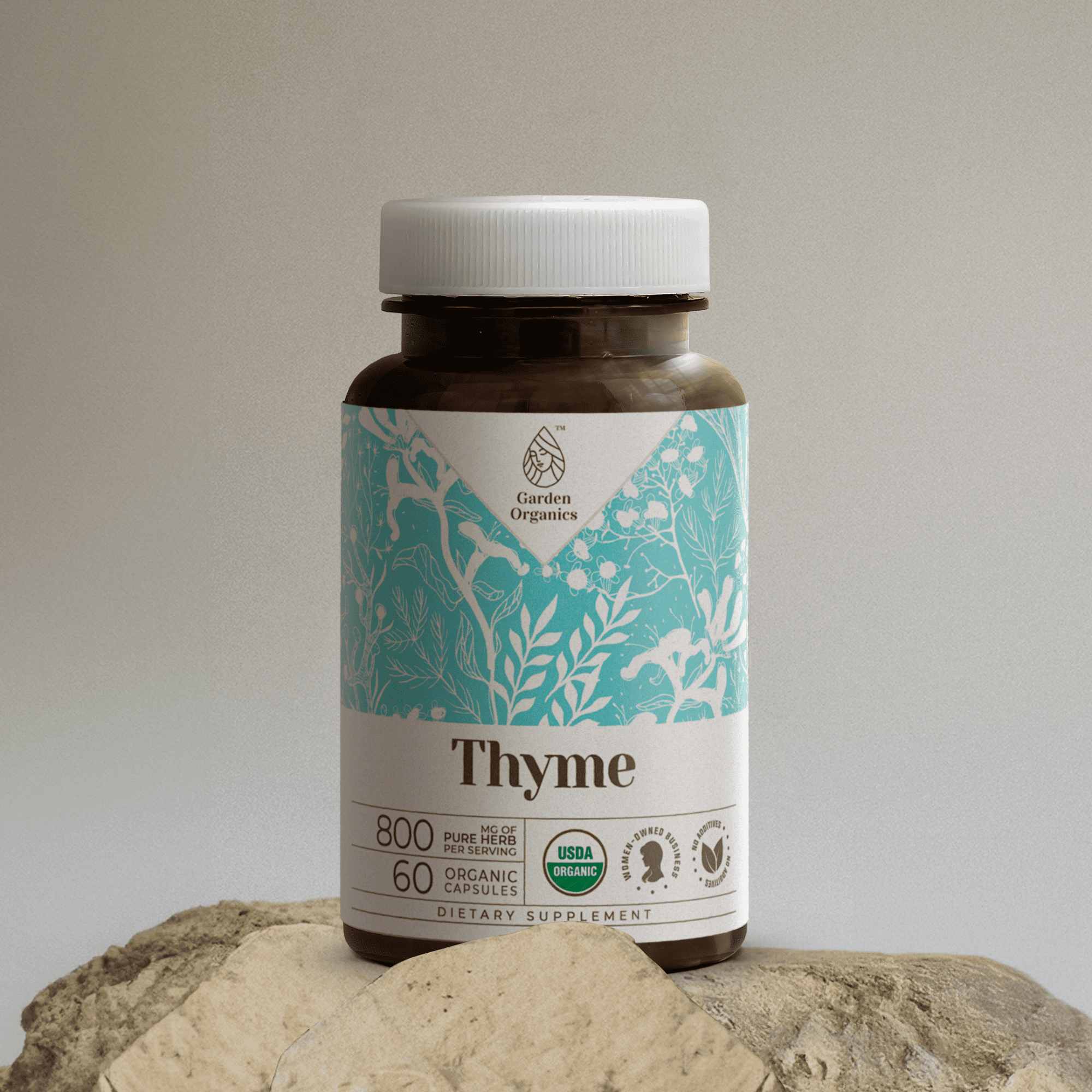 Garden Organics Thyme Capsules, Herbal Supplement for Respiratory ...