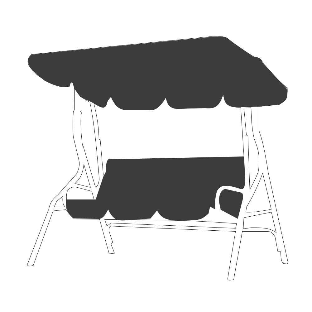 Garden Outdoor 3-Person Metal Porch Swing Chair Bench with Replacement ...